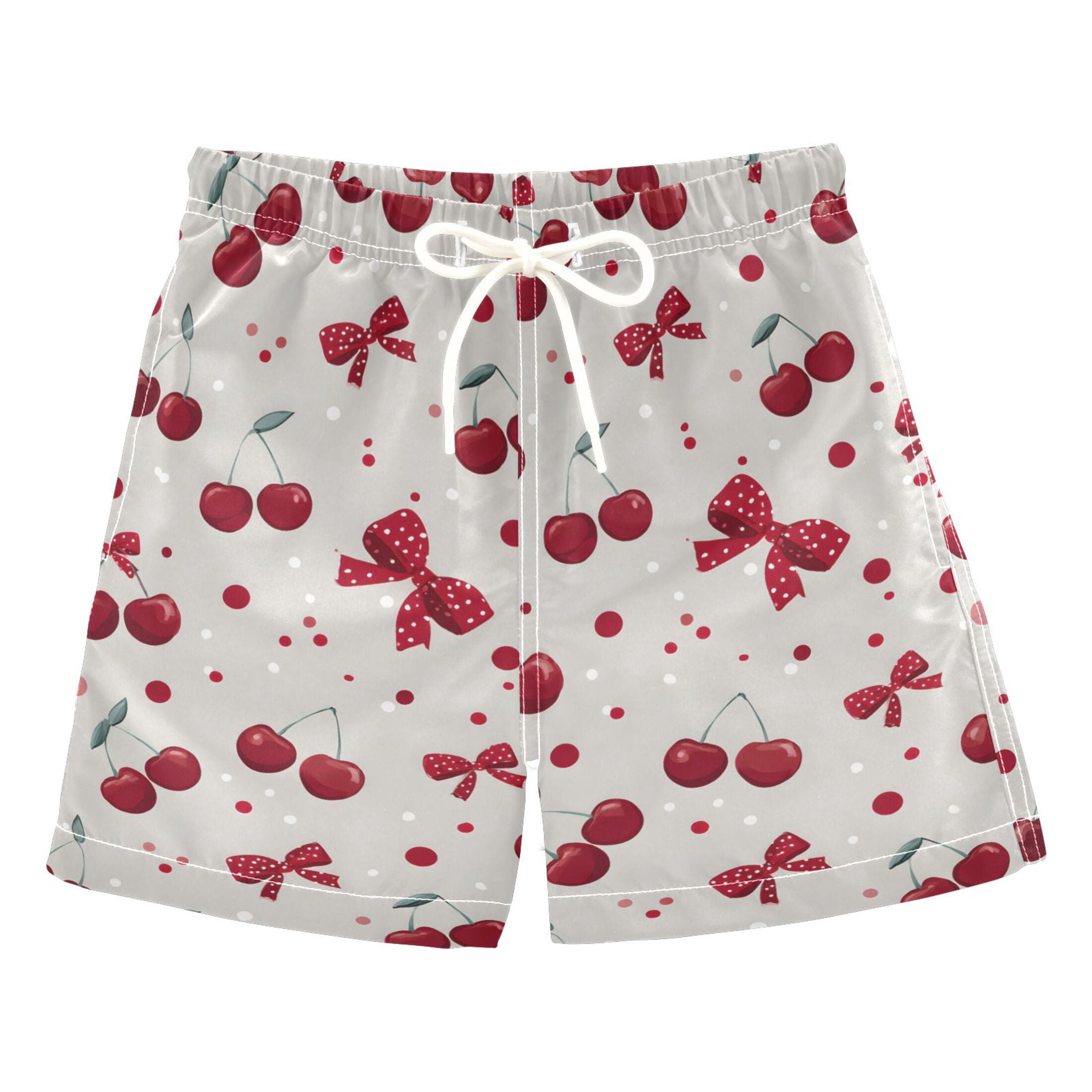 ALAZA Boys Swim Trunks Cherry and Polka Dot Beach Board Shorts Swimsuit ...