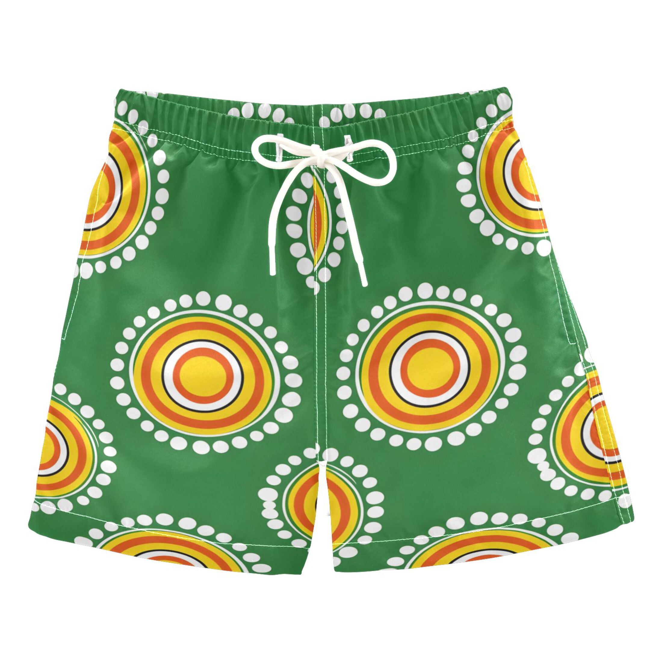 ALAZA Boys Swim Trunks Circle with Dots Beach Board Shorts Drawstring ...