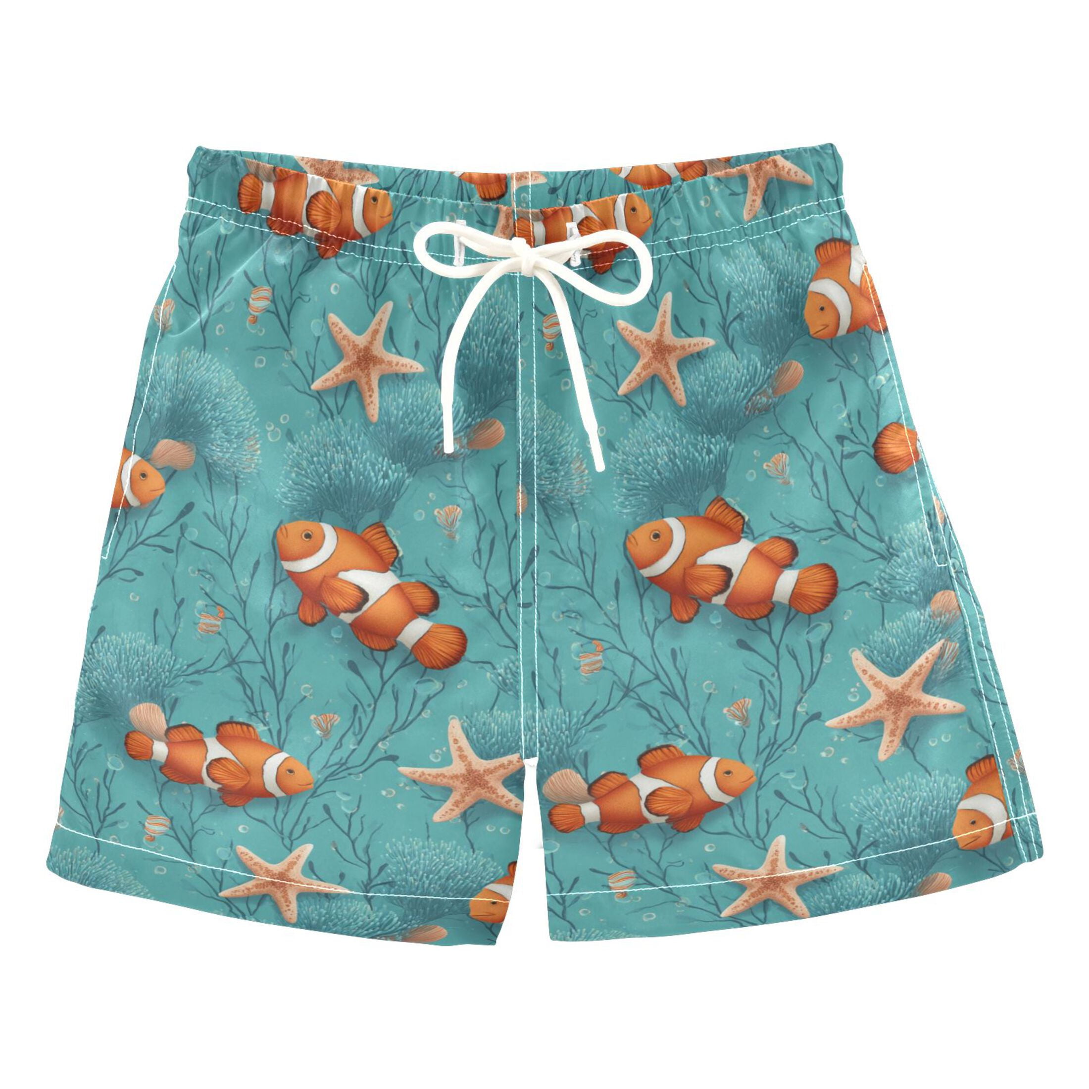 ALAZA Boys Swim Trunks Clownfish Starfish Beach Board Shorts Swimsuit ...