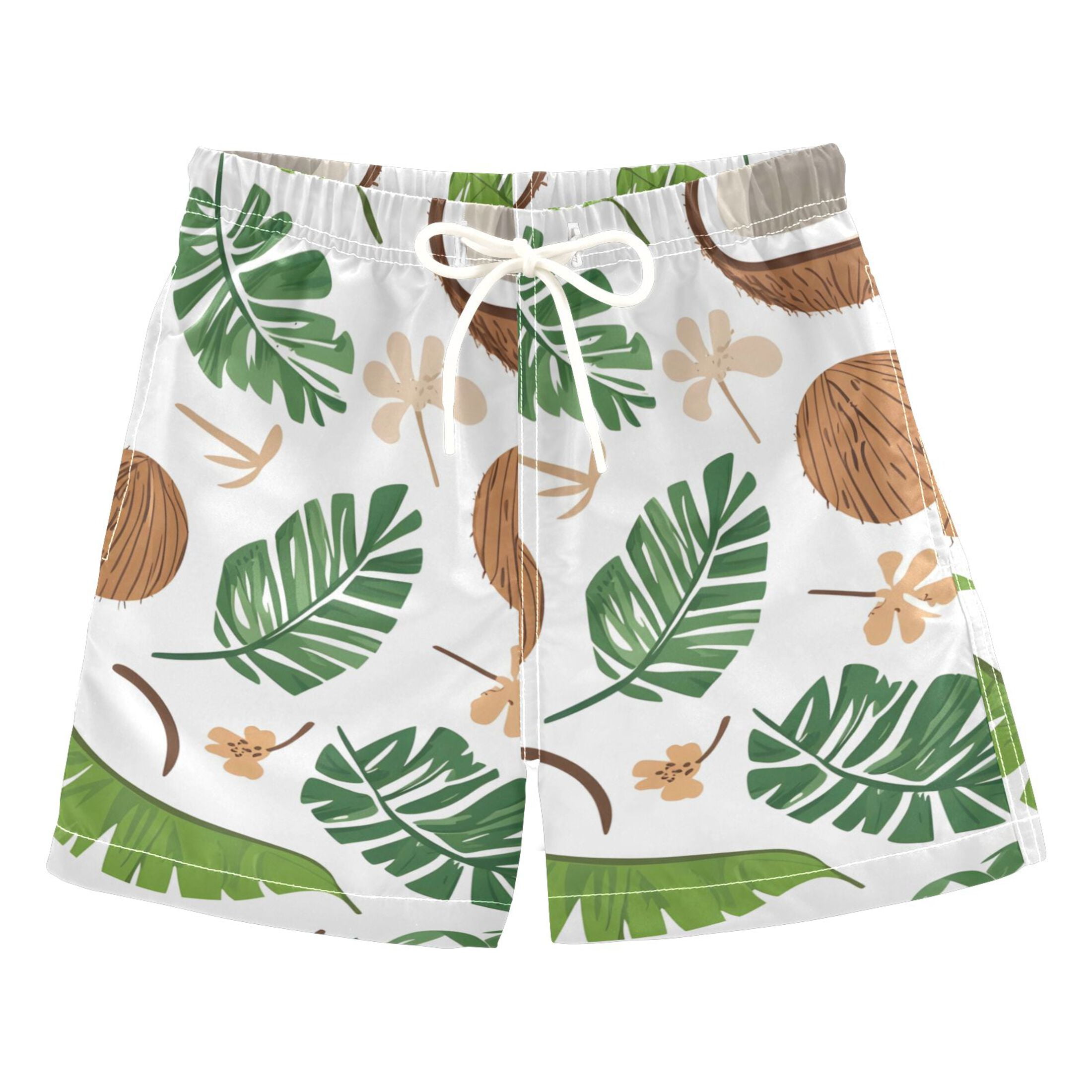 ALAZA Boys Swim Trunks Coconut Tropical Leaves Beach Board Shorts ...