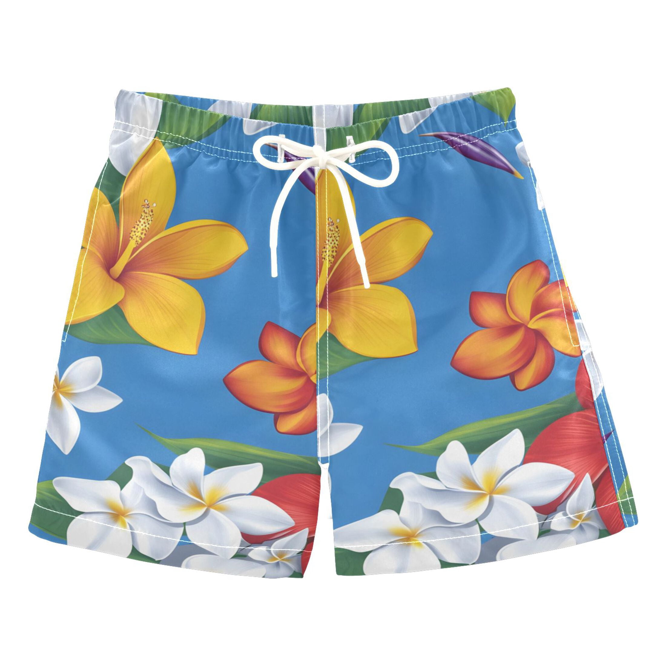 ALAZA Boys Swim Trunks Colorful Jasmine Flowers Beach Board Shorts ...