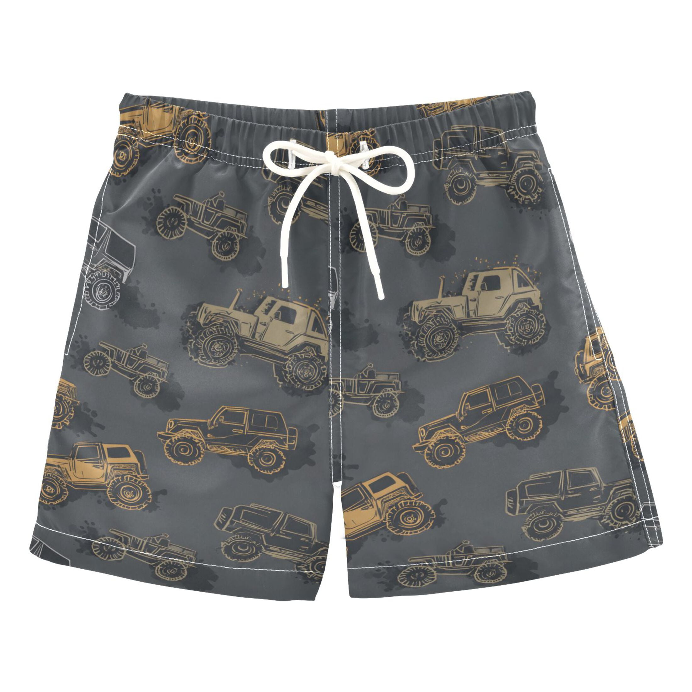 ALAZA Boys Swim Trunks Cool Truck Pattern Beach Board Shorts Swimsuit ...