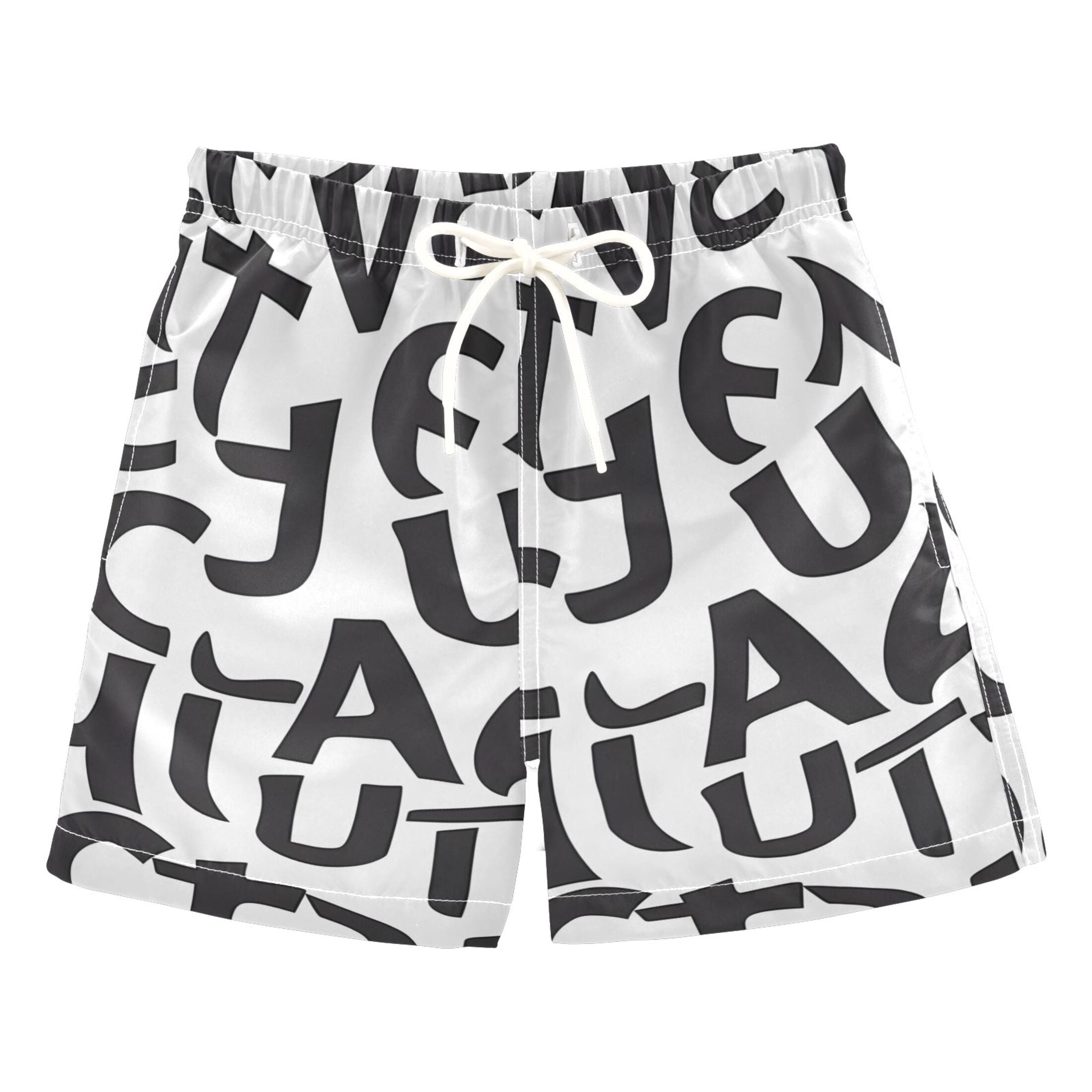 ALAZA Boys Swim Trunks Cute Alphabets Beach Board Shorts Drawstring ...