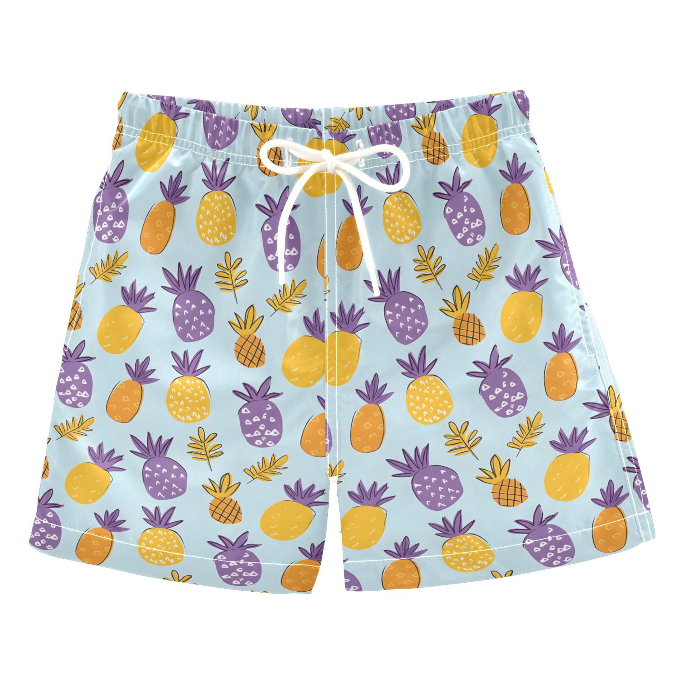 ALAZA Boys Swim Trunks Cute Art Pineapple Beach Board Shorts Swimsuit ...