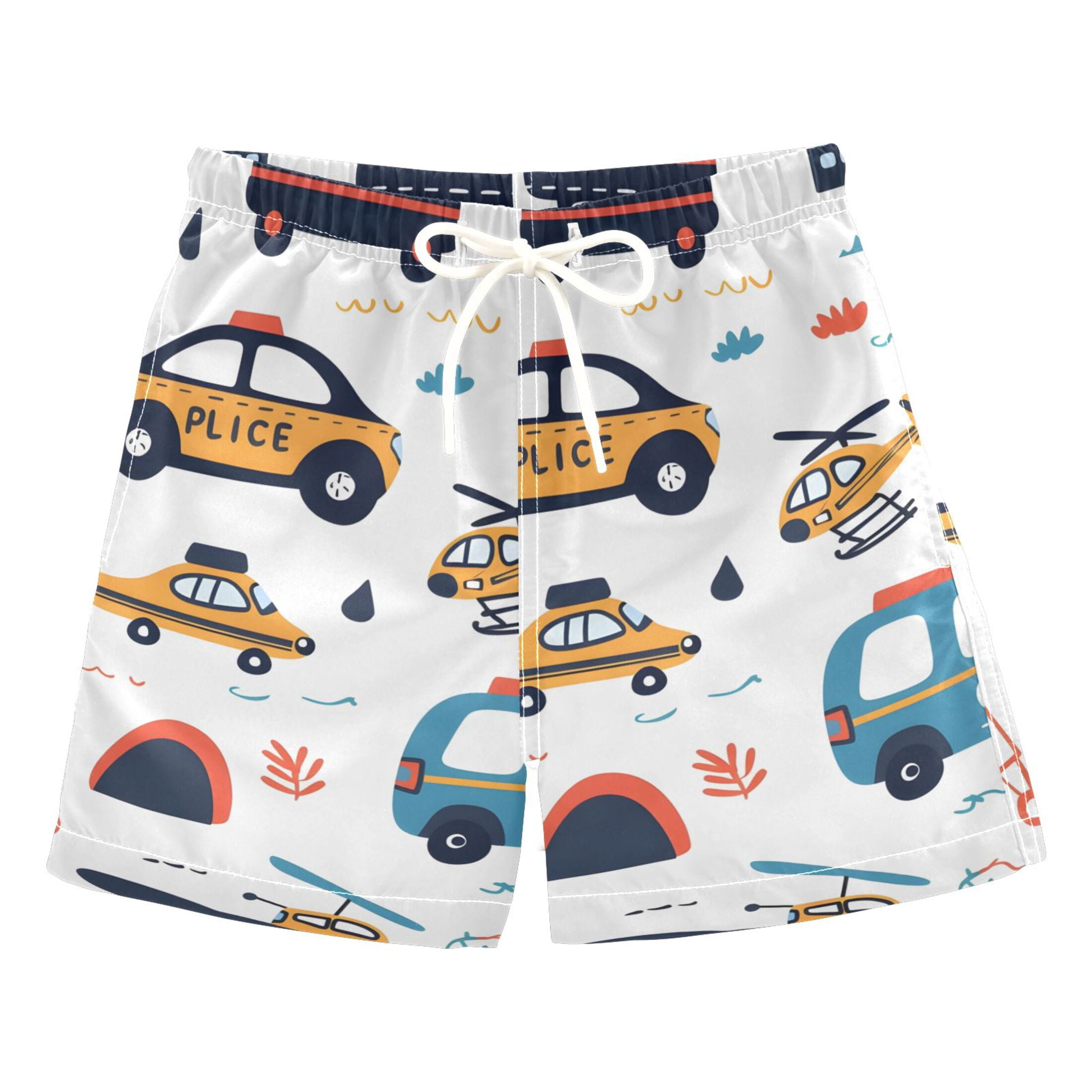 ALAZA Boys Swim Trunks Cute Car Airplane Beach Board Shorts Drawstring ...