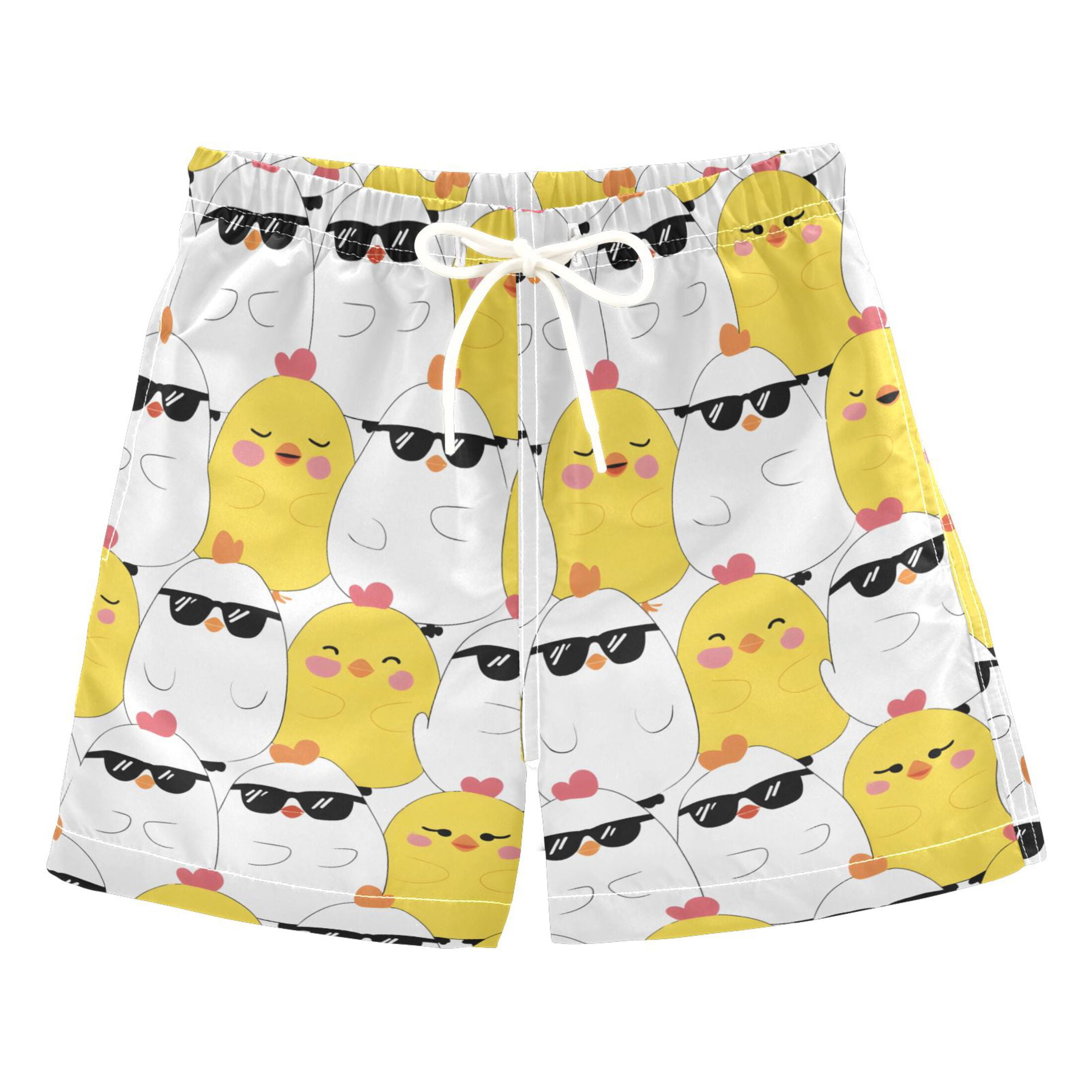 ALAZA Boys Swim Trunks Cute Chicken with Sunglasses Beach Board Shorts ...