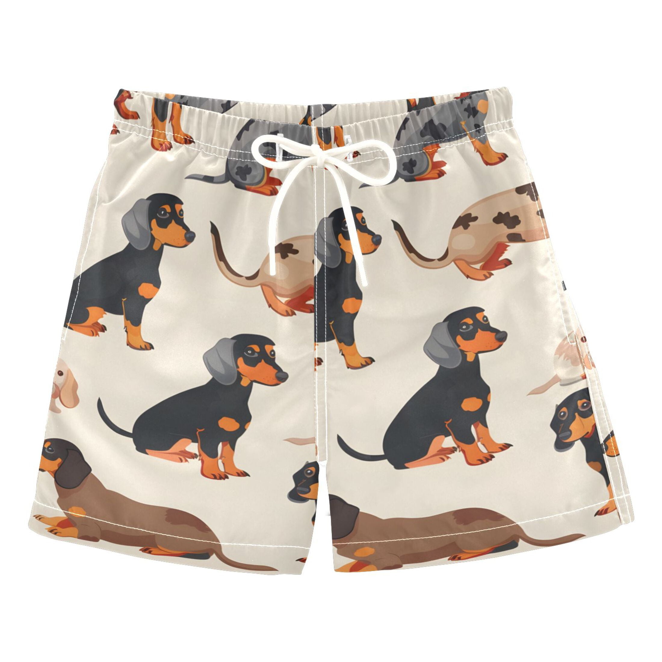 ALAZA Boys Swim Trunks Cute Dachshund Dog Beach Board Shorts Drawstring ...