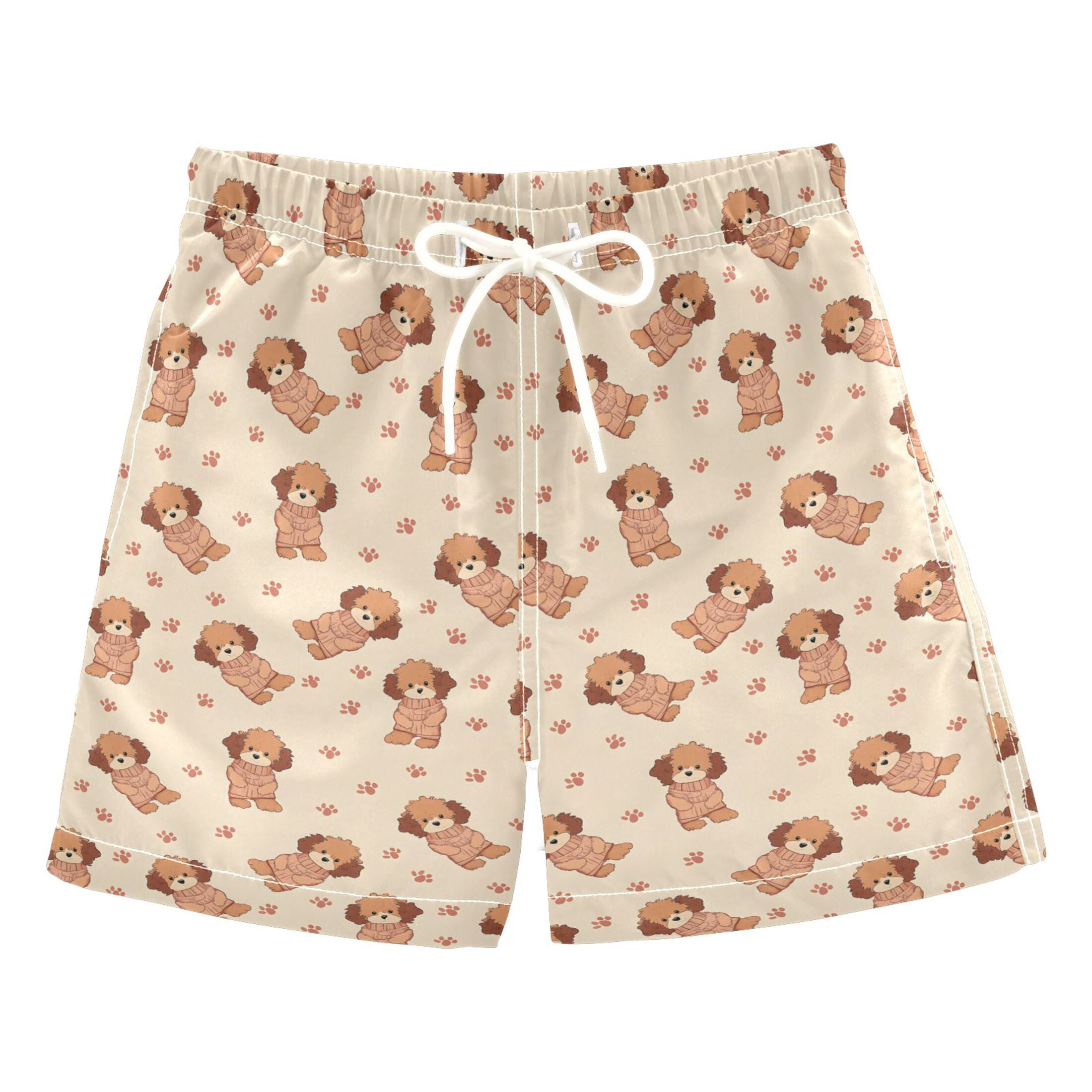 ALAZA Boys Swim Trunks Cute Dogs Footprints Cartoon Beach Board Shorts ...