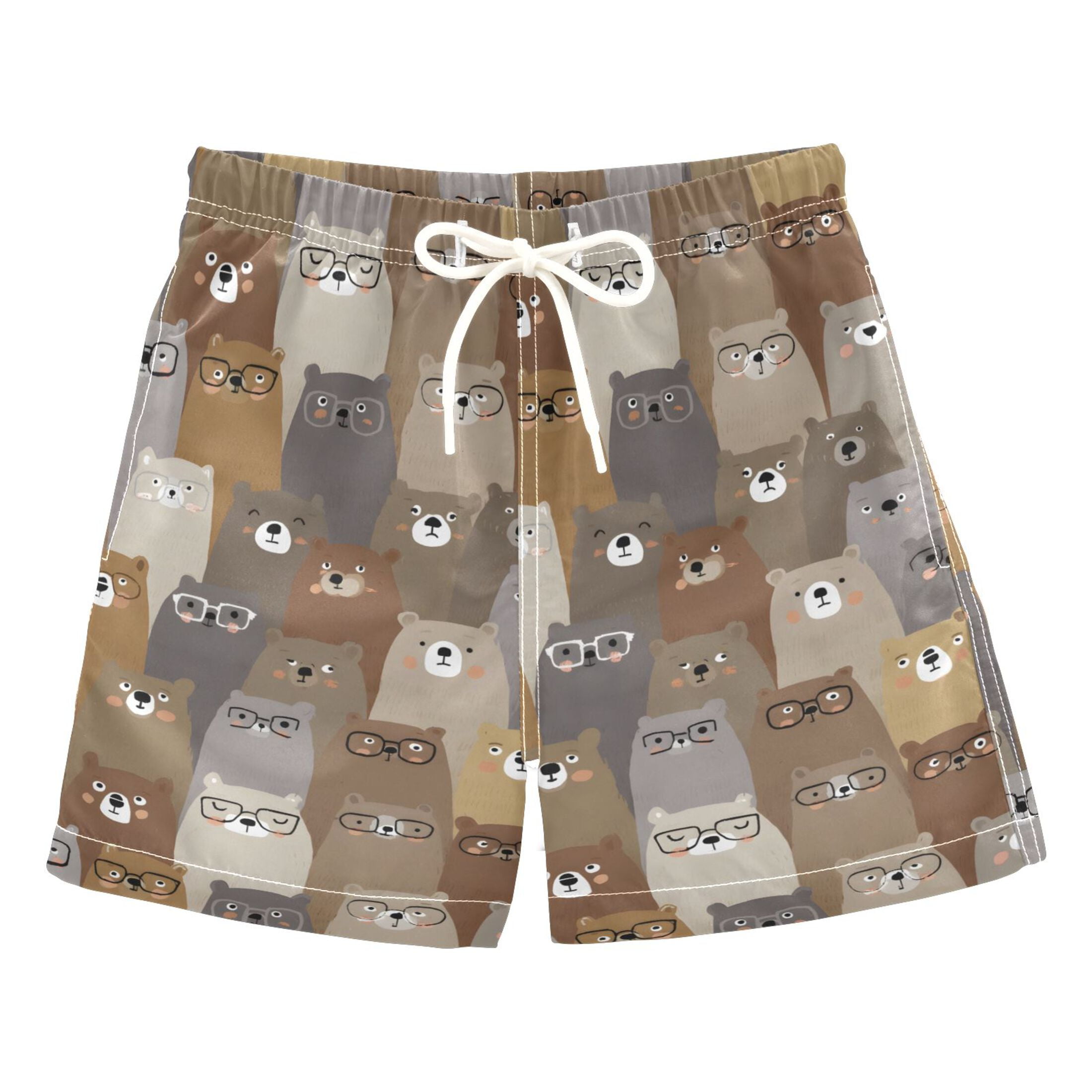 ALAZA Boys Swim Trunks Cute Doodle Bears Beach Board Shorts Swimsuit ...