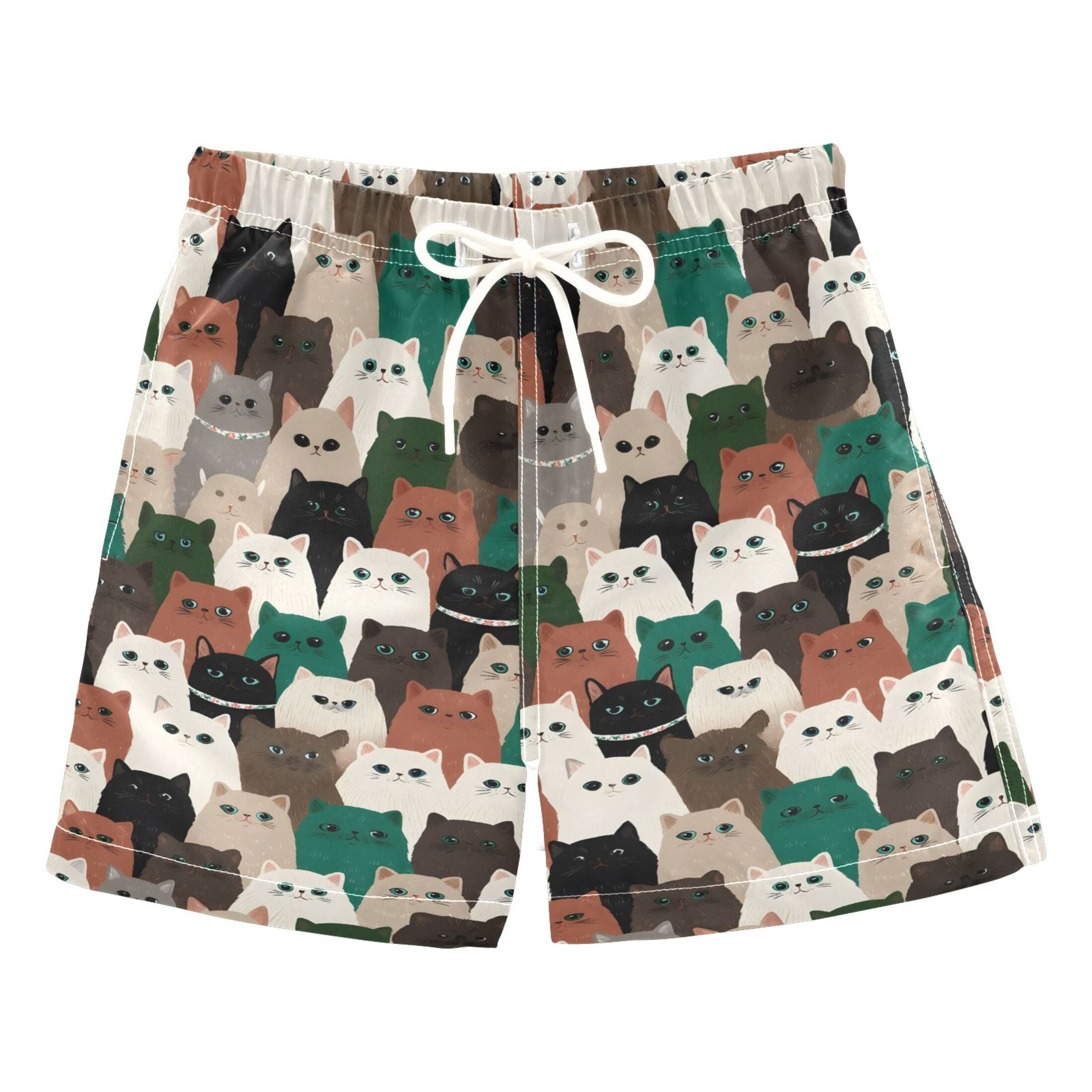 ALAZA Boys Swim Trunks Cute Doodle Cartoon Cats Beach Board Shorts ...