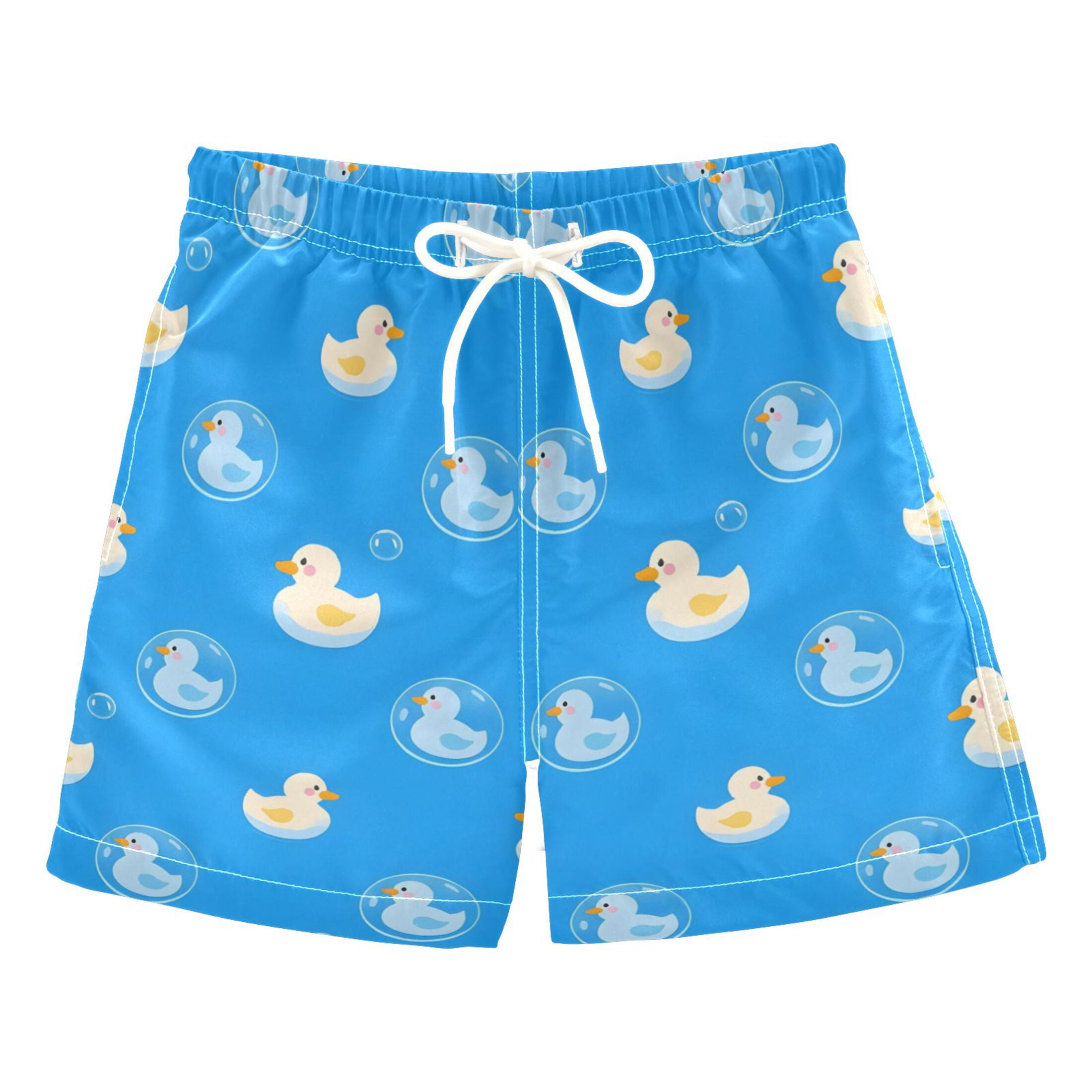 ALAZA Boys Swim Trunks Cute Duck Beach Board Shorts Drawstring Swimsuit ...