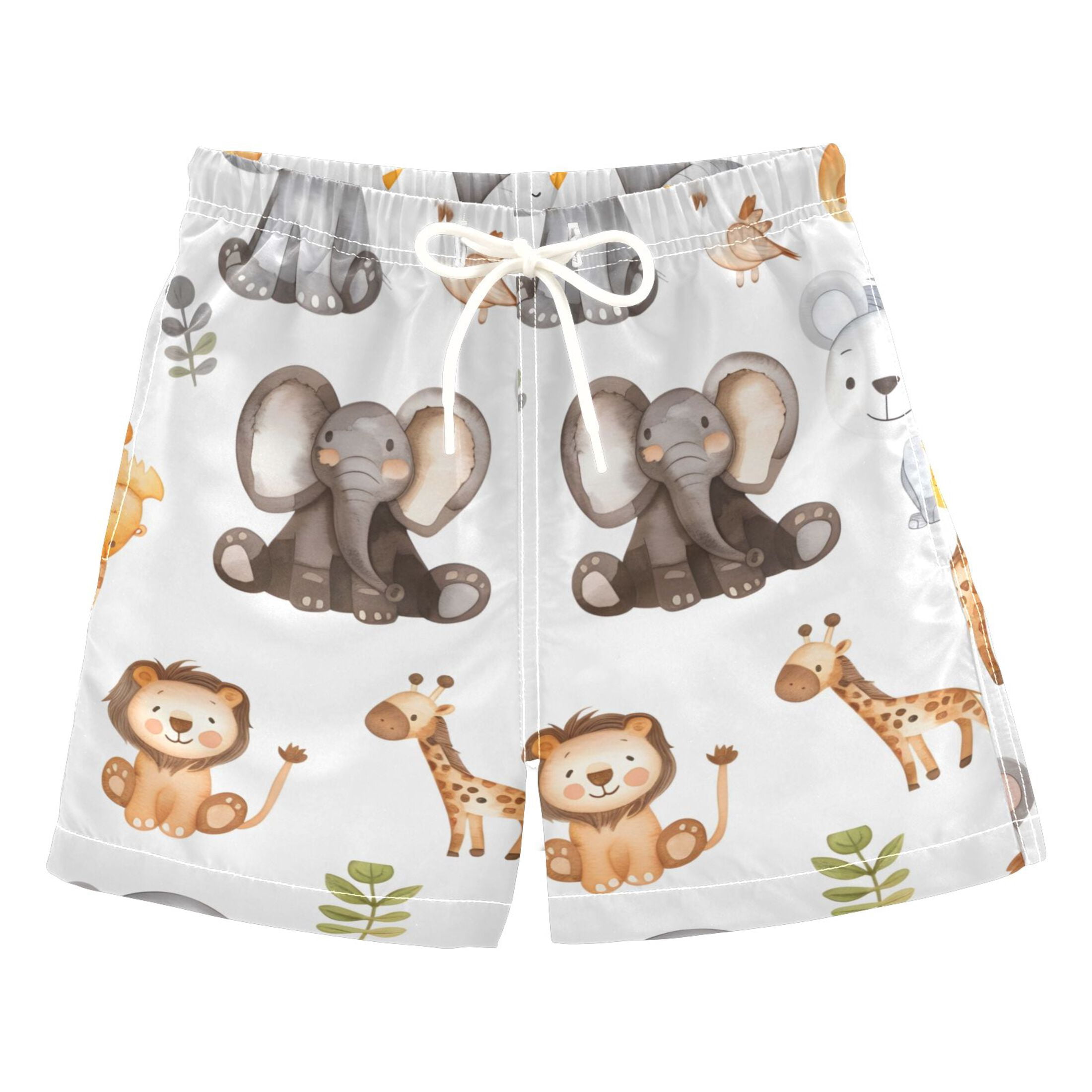 ALAZA Boys Swim Trunks Cute Elephant Zoo Beach Board Shorts Drawstring ...