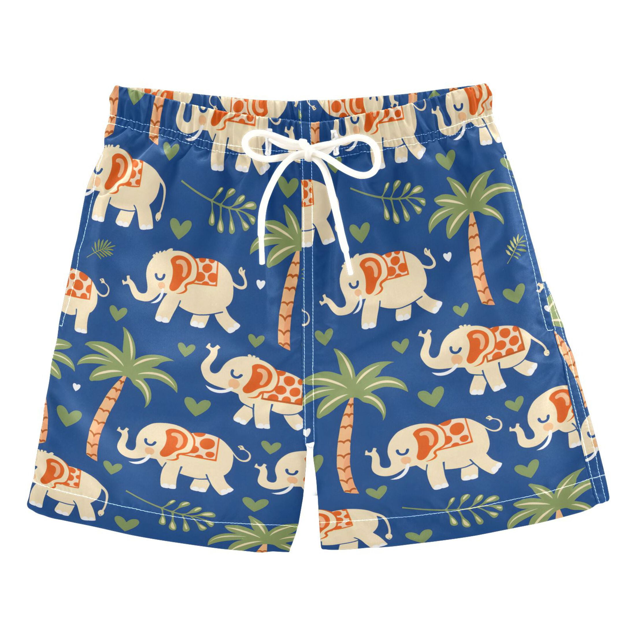 ALAZA Boys Swim Trunks Cute Elephants Palm Trees Beach Board Shorts ...