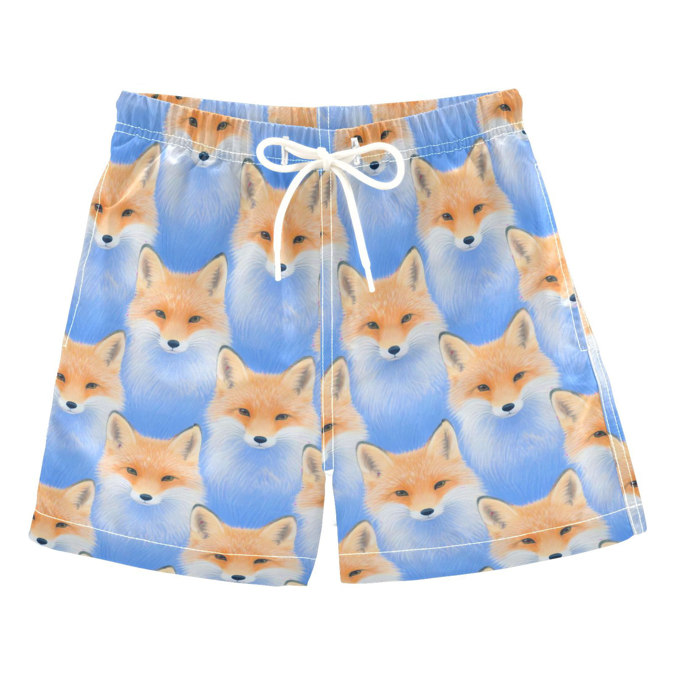 ALAZA Boys Swim Trunks Cute Fox Beach Board Shorts Swimsuit Toddler Kid ...