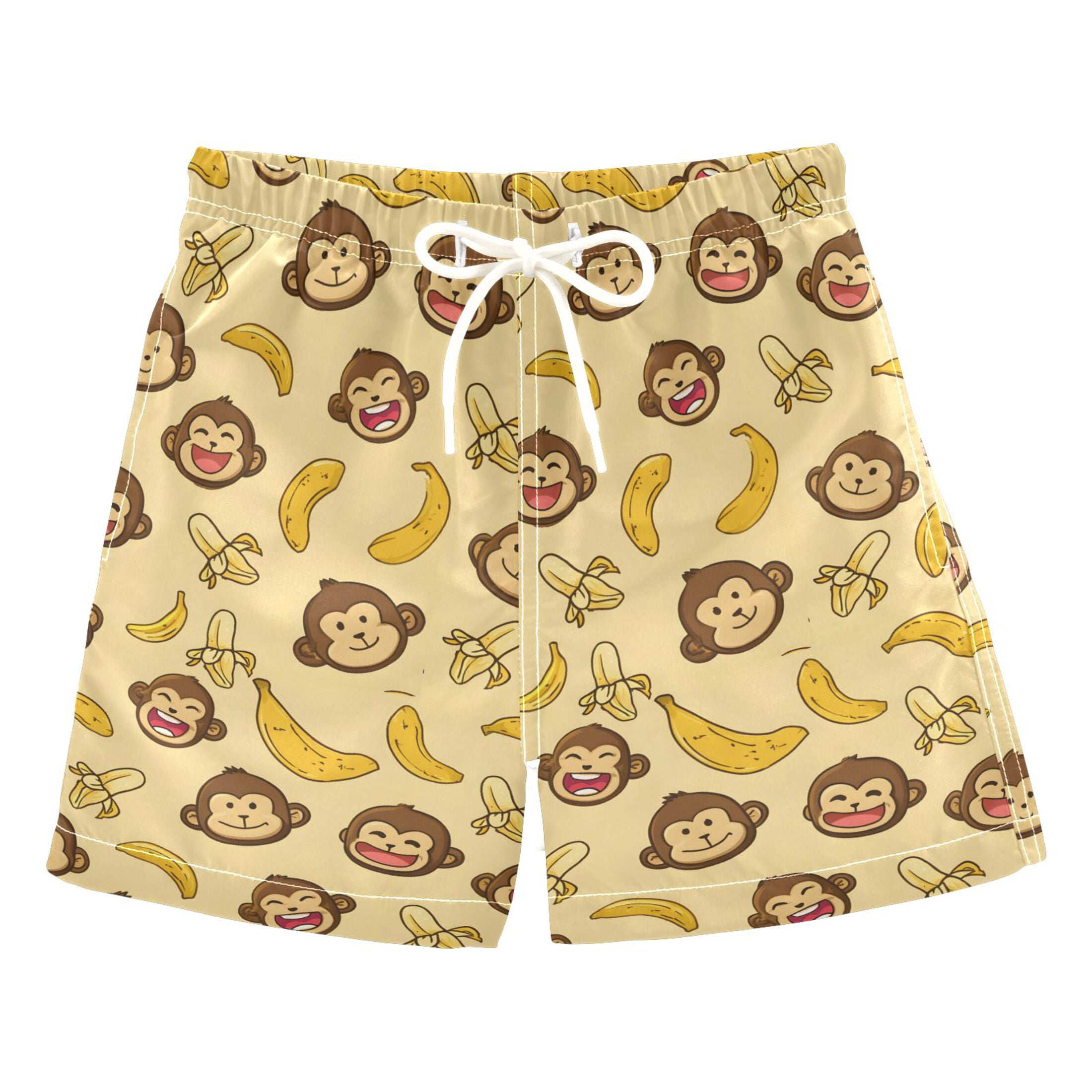 ALAZA Boys Swim Trunks Cute Monkey Banana Beach Board Shorts Swimsuit ...