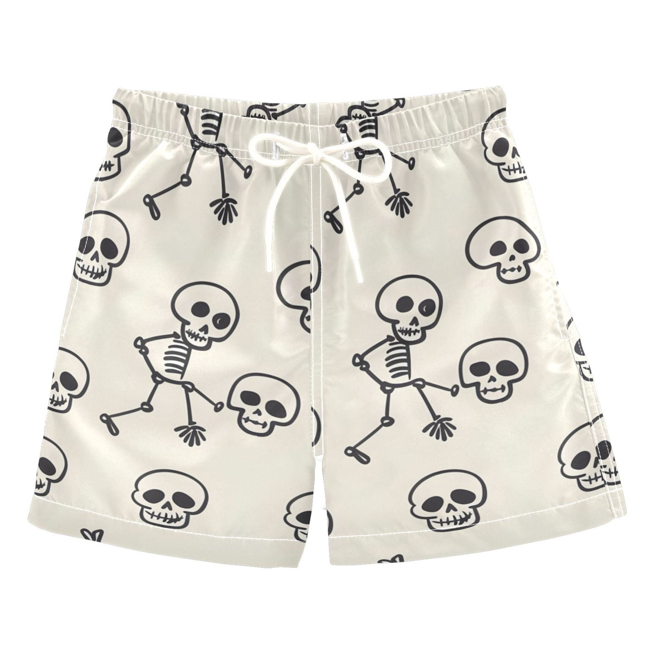 ALAZA Boys Swim Trunks Cute Skeleton Beach Board Shorts Drawstring ...