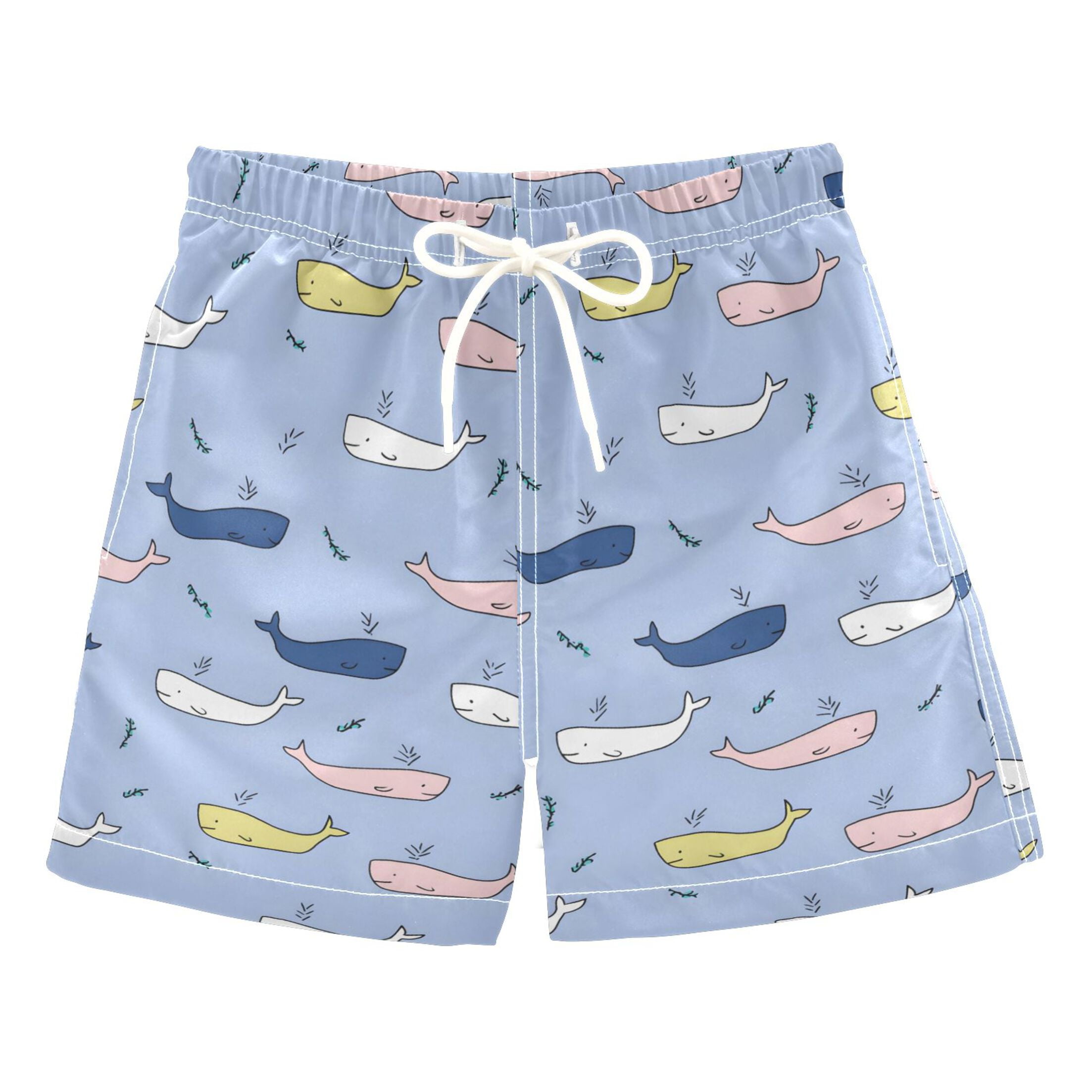 ALAZA Boys Swim Trunks Cute Whale Hand Draw Beach Board Shorts Swimsuit ...