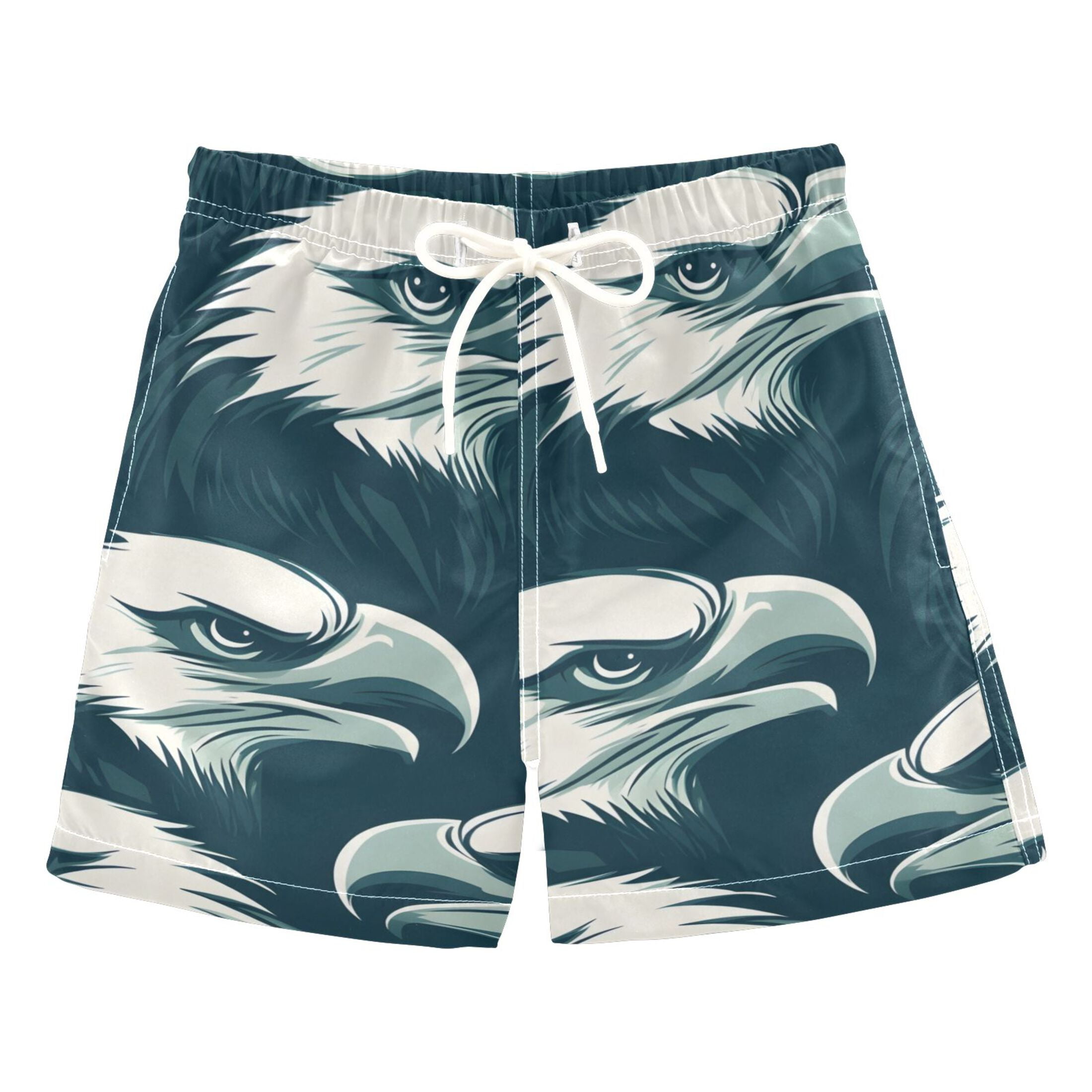 ALAZA Boys Swim Trunks Eagles Pattern Beach Board Shorts Drawstring ...