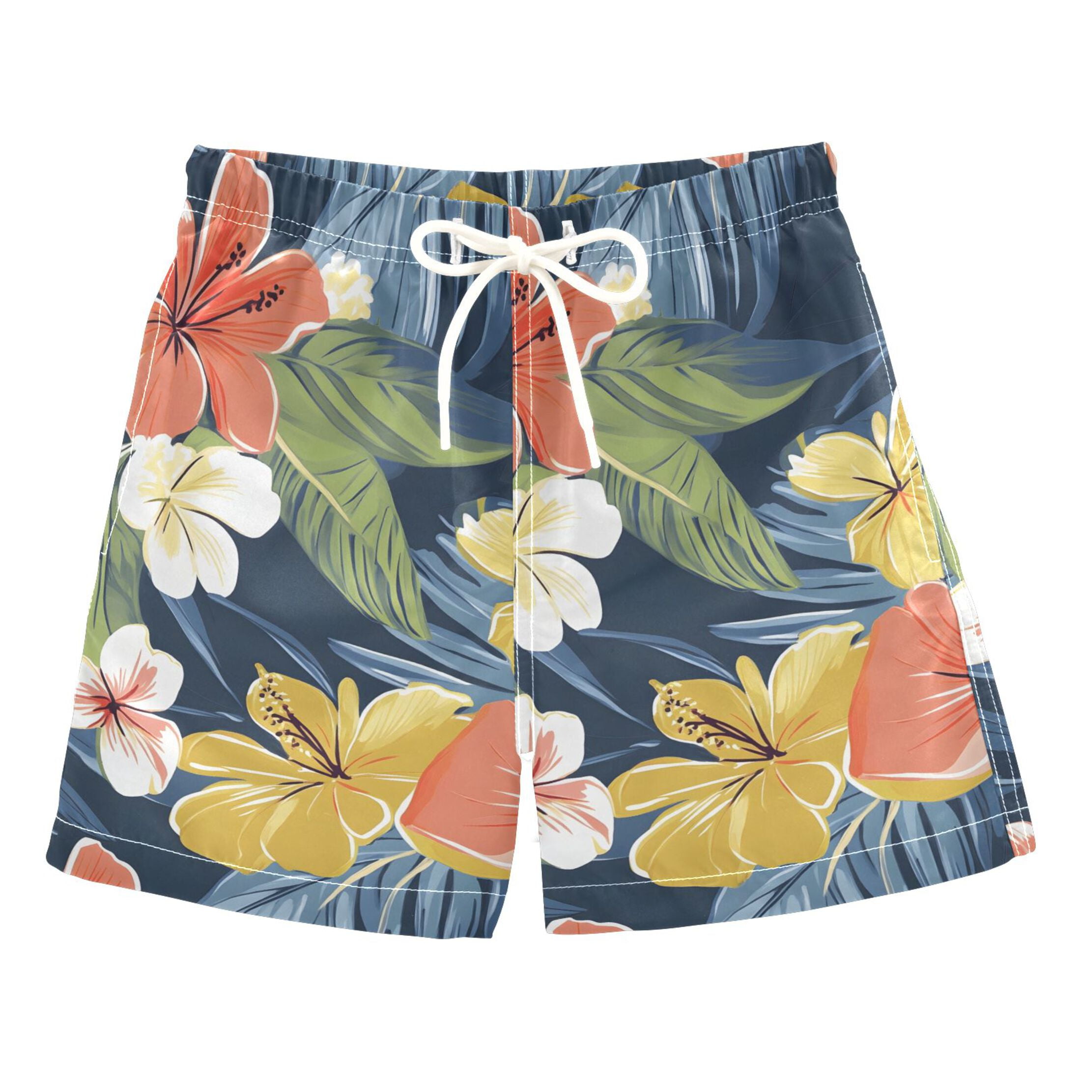 ALAZA Boys Swim Trunks Elegant Tropical Flower-t2 Beach Board Shorts ...
