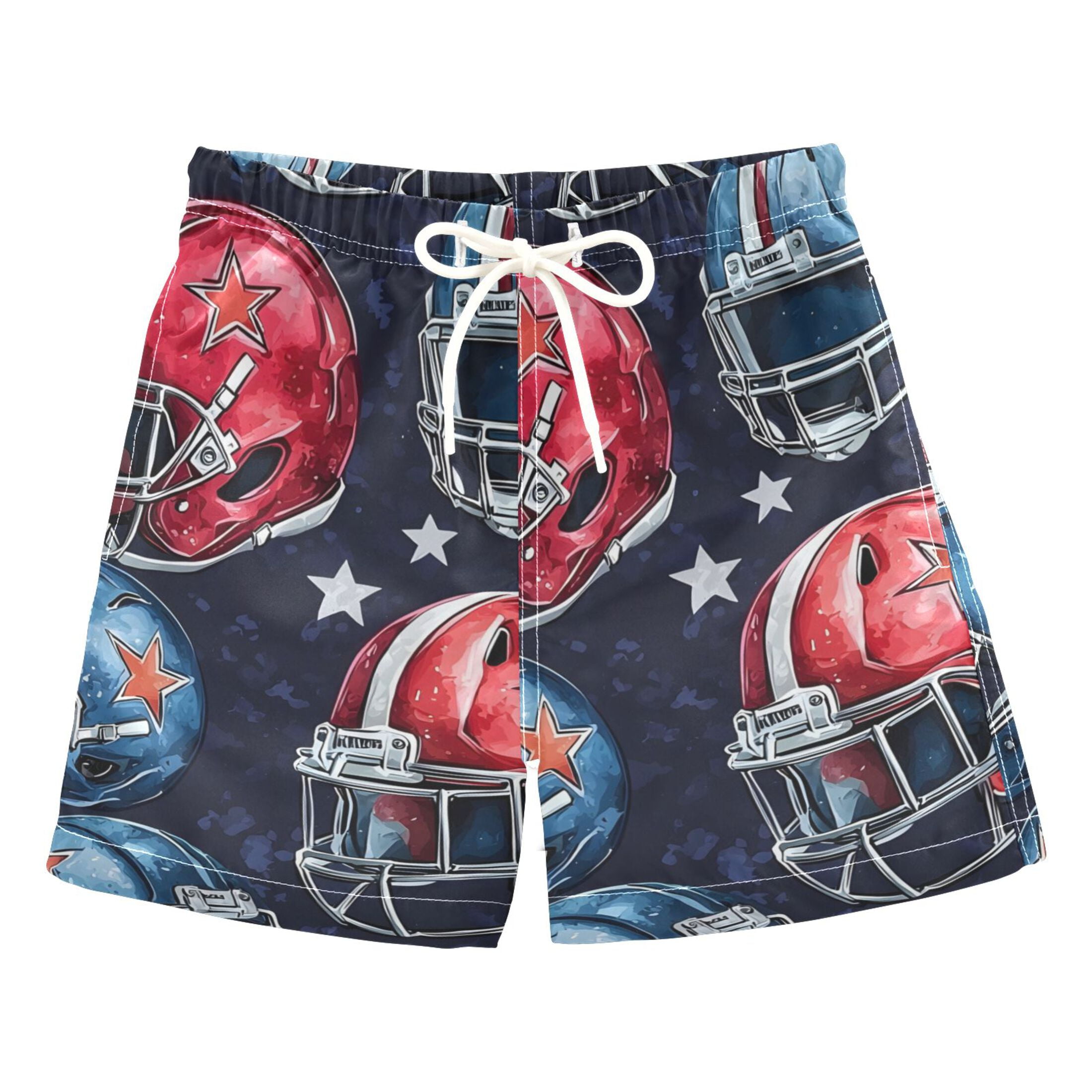 ALAZA Boys Swim Trunks Football Helmet Beach Board Shorts Drawstring ...