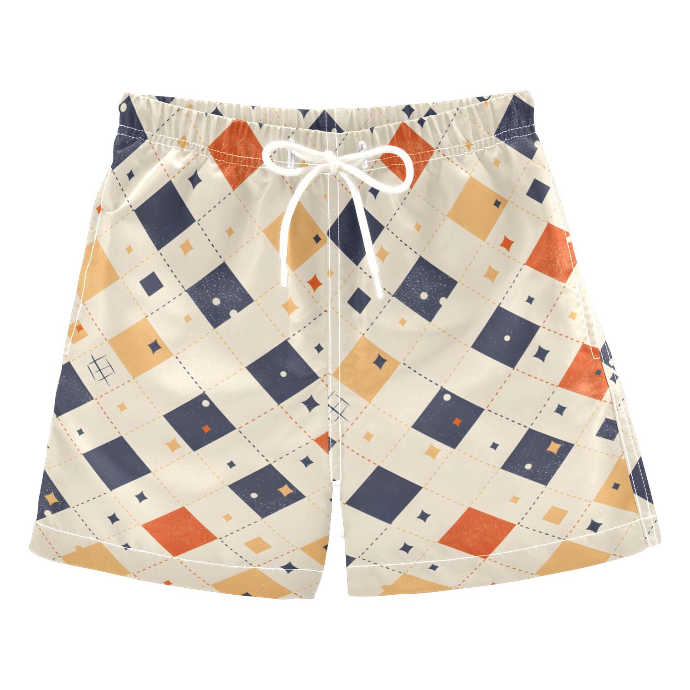ALAZA Boys Swim Trunks Geometry Pattern Beach Board Shorts Drawstring ...