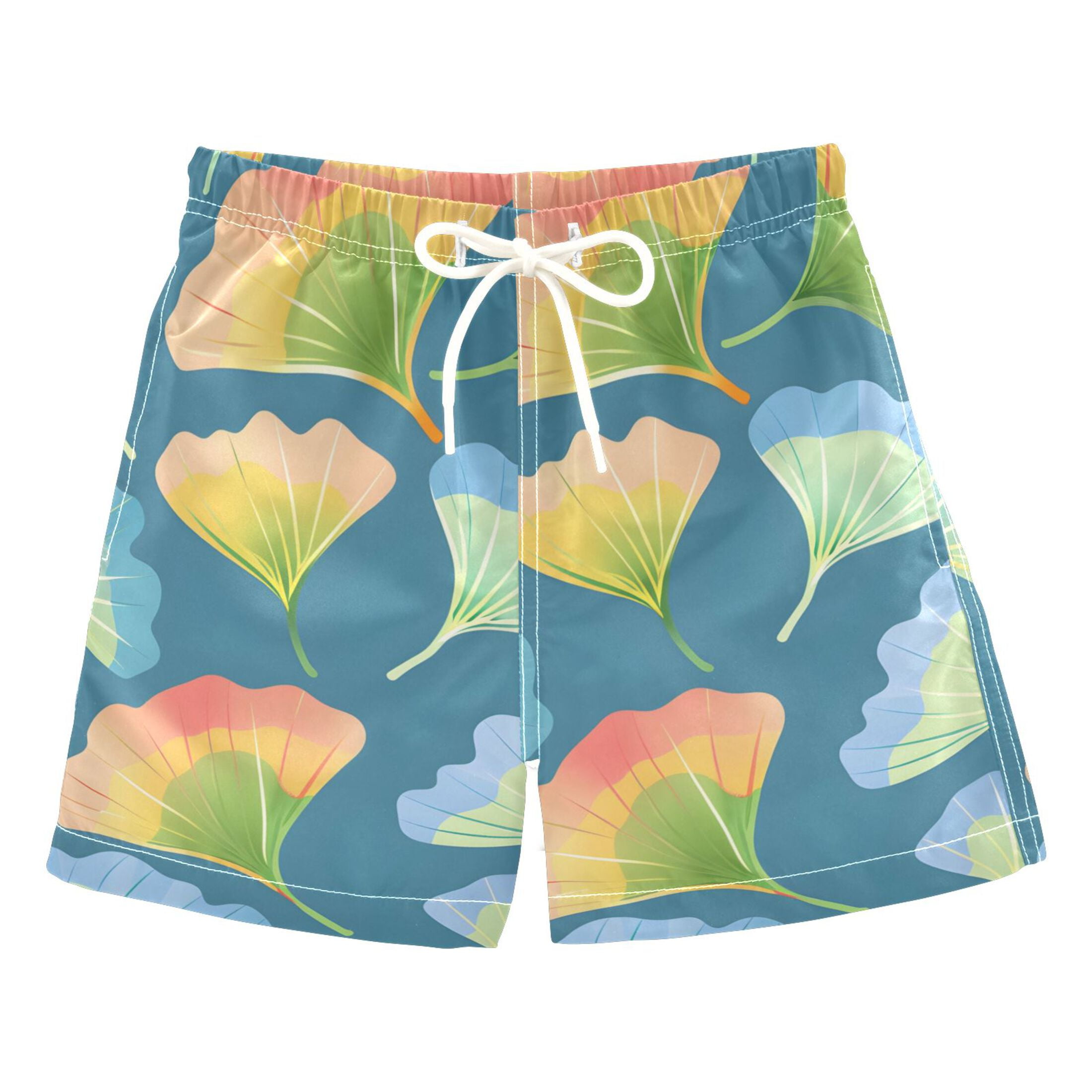 ALAZA Boys Swim Trunks Ginkgo Biloba Leaves Beach Board Shorts ...