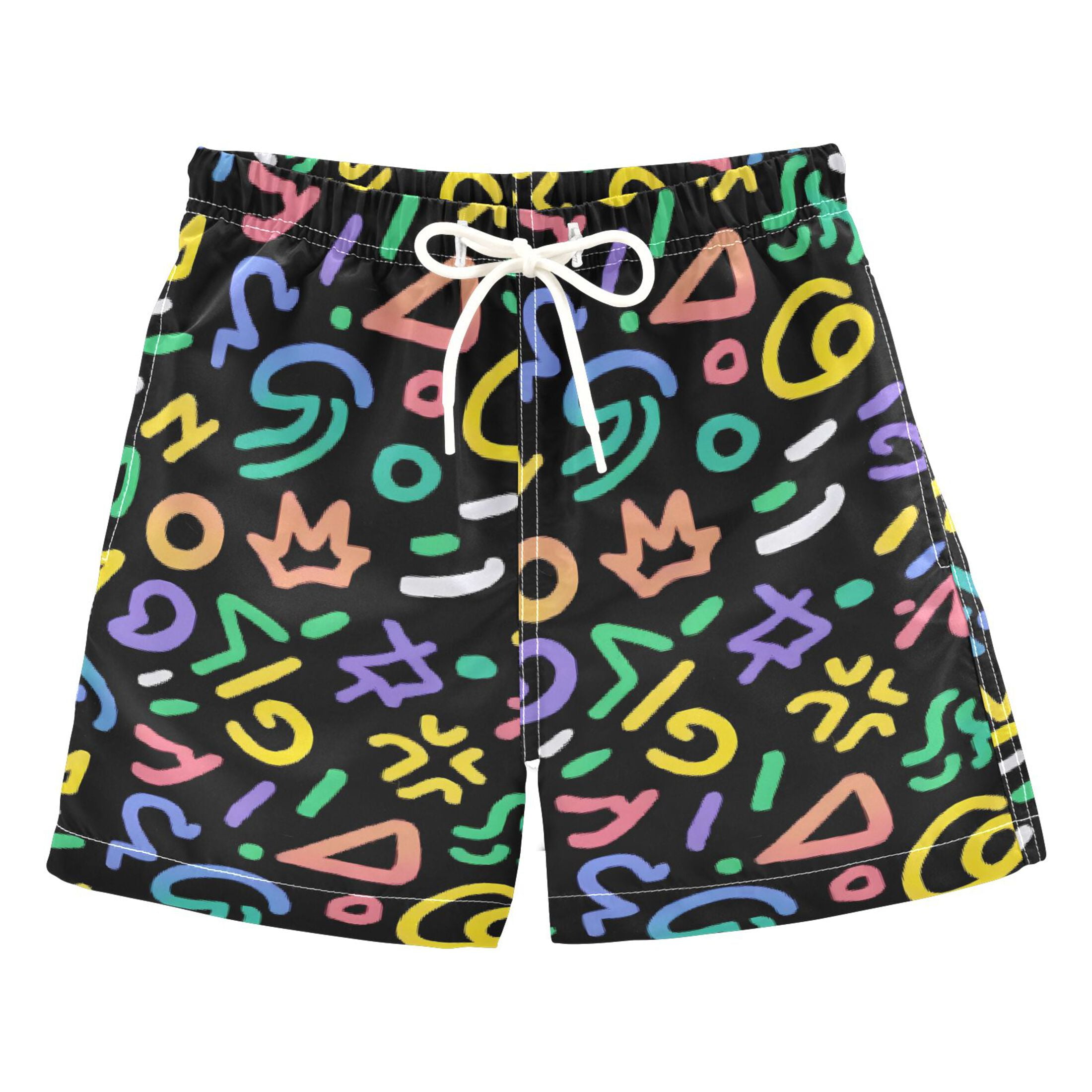 ALAZA Boys Swim Trunks Graffiti Artistic Lines Beach Board Shorts ...