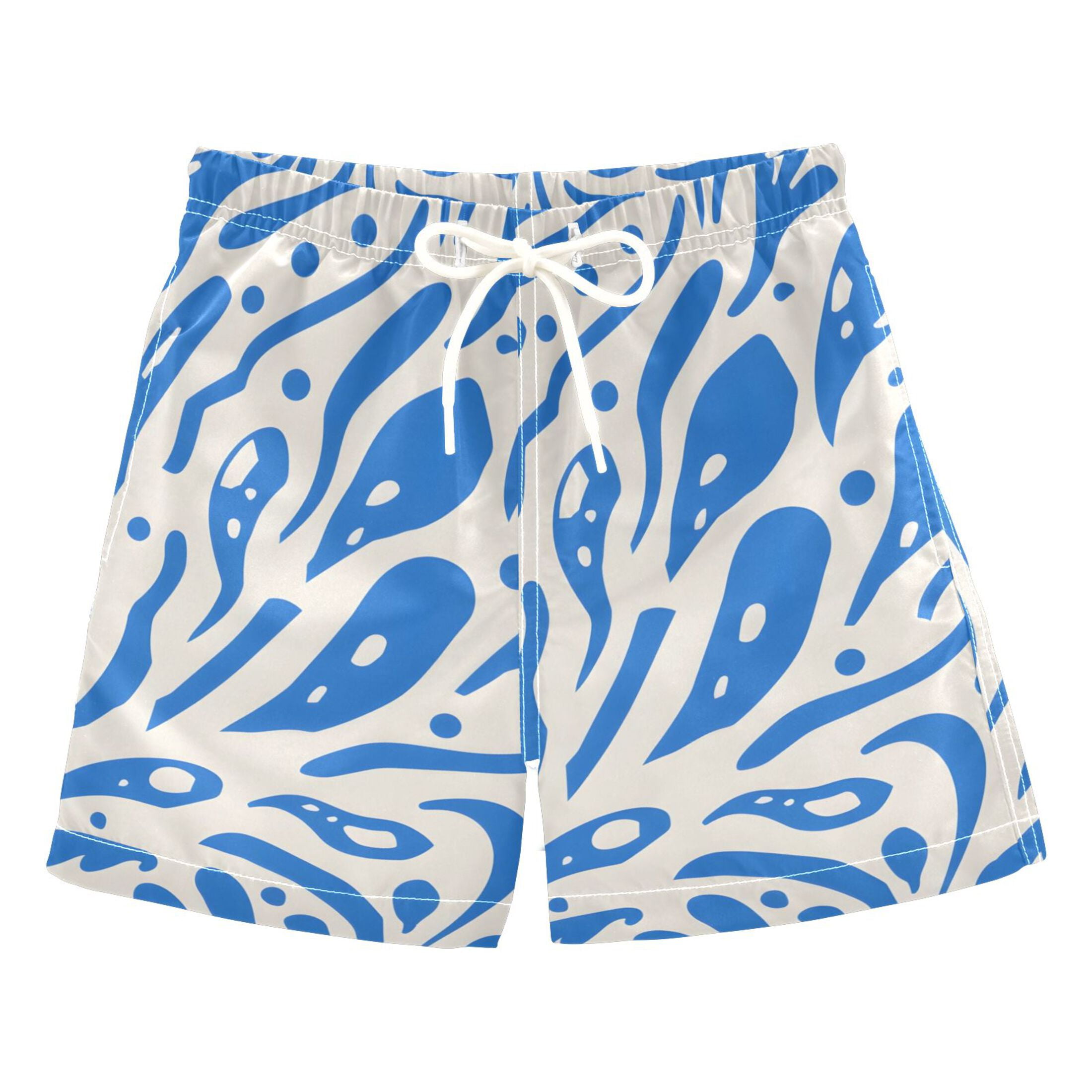 ALAZA Boys Swim Trunks Graffiti Blue Beach Board Shorts Drawstring ...