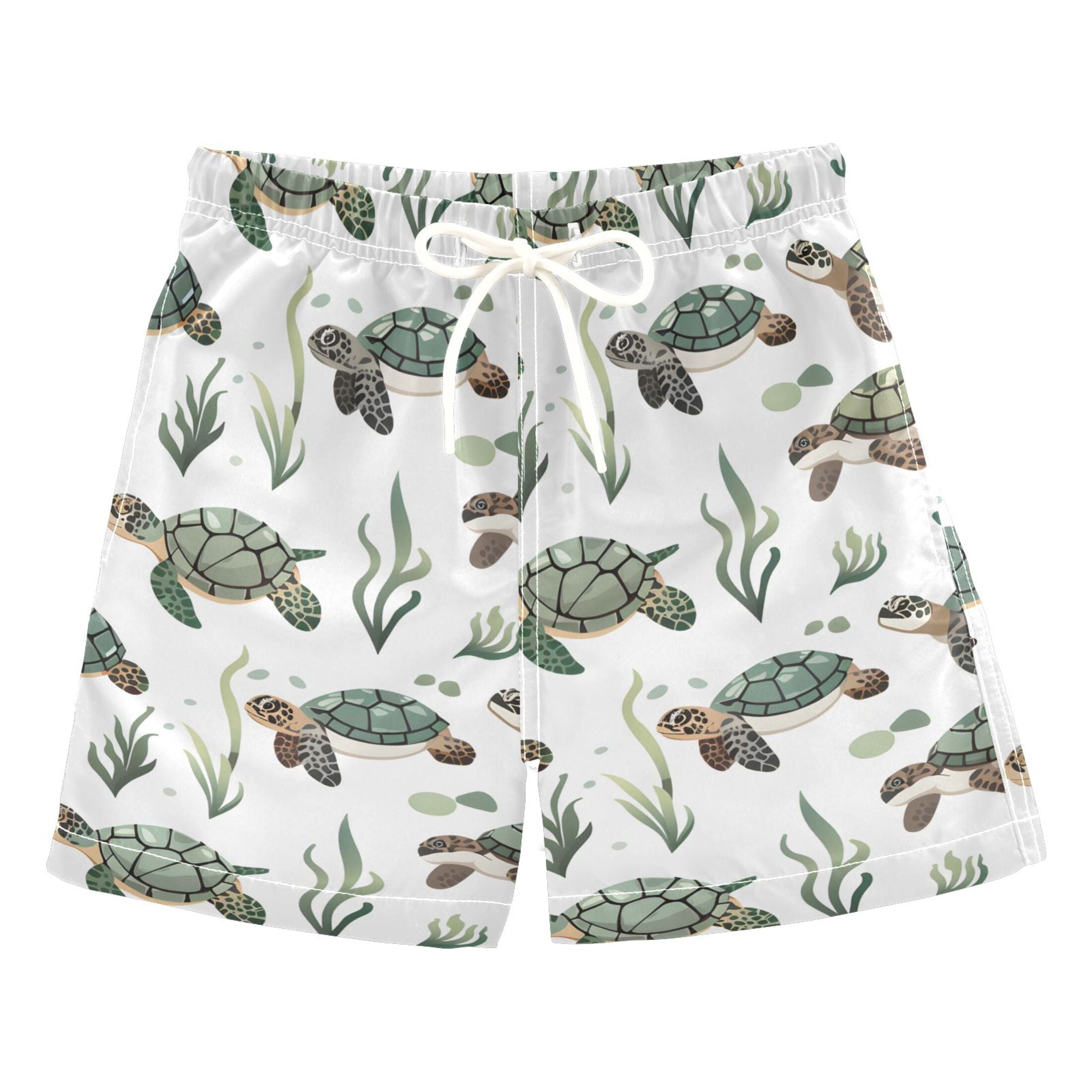 ALAZA Boys Swim Trunks Many Turtles Seaweed Beach Board Shorts ...