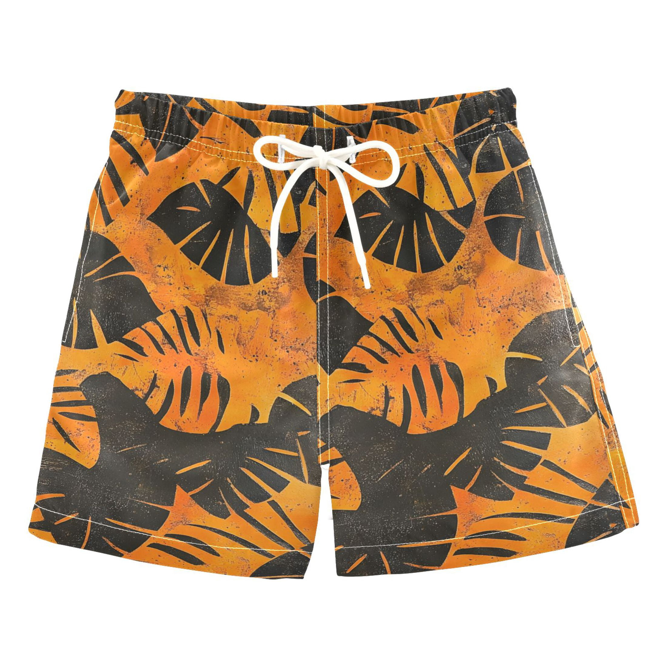 ALAZA Boys Swim Trunks Palm Leaf-c5 Beach Board Shorts Drawstring ...