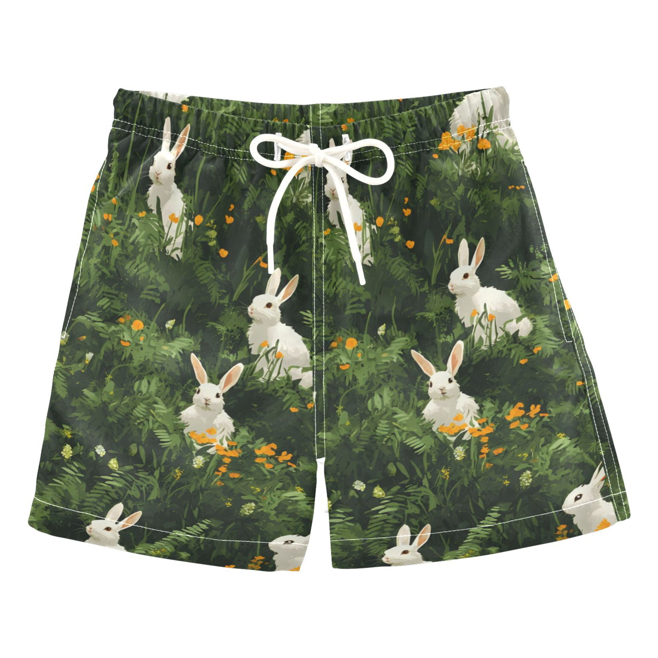ALAZA Boys Swim Trunks Rabbits in Forest Beach Board Shorts Drawstring ...