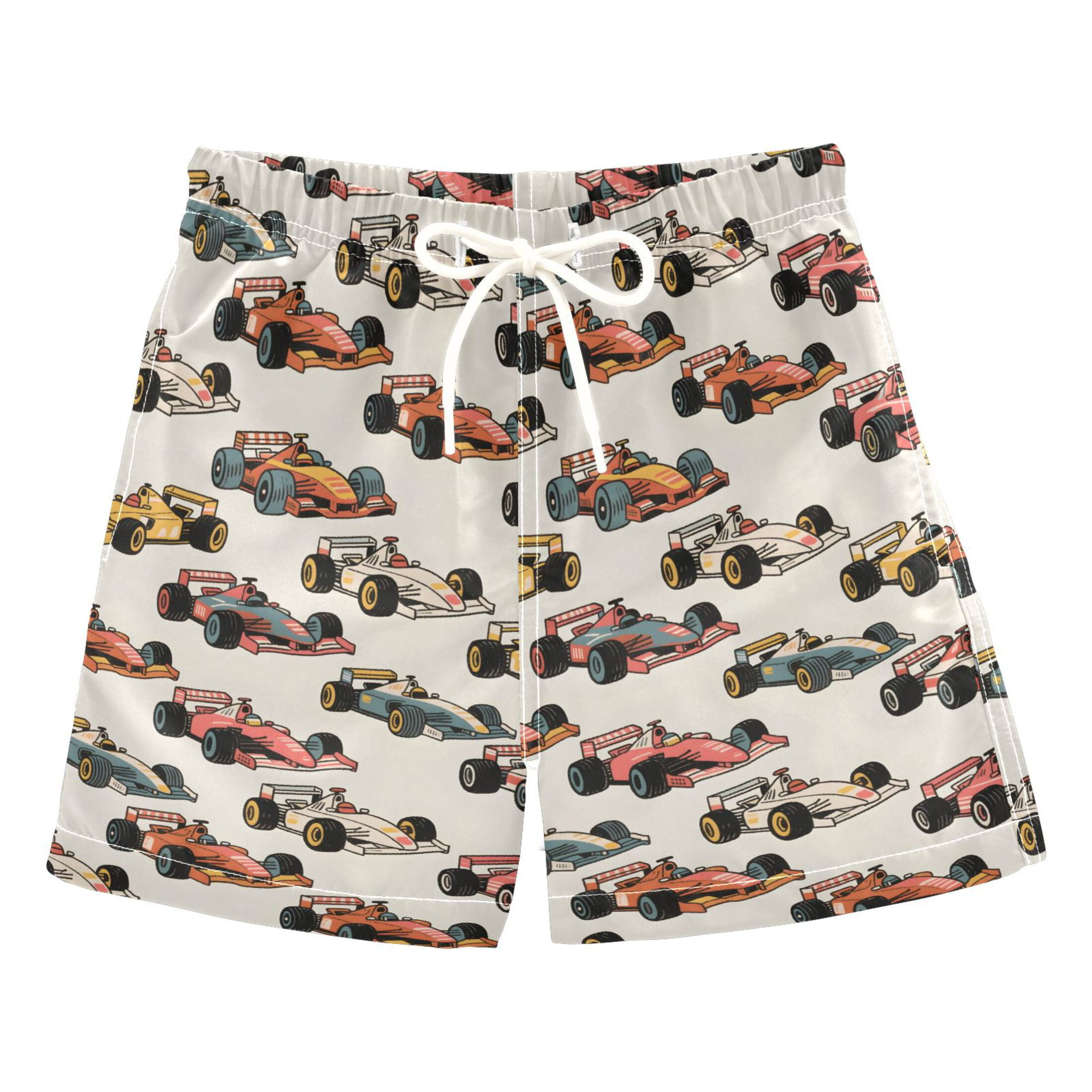ALAZA Boys Swim Trunks Racing Cars Beach Board Shorts Swimsuit Toddler ...