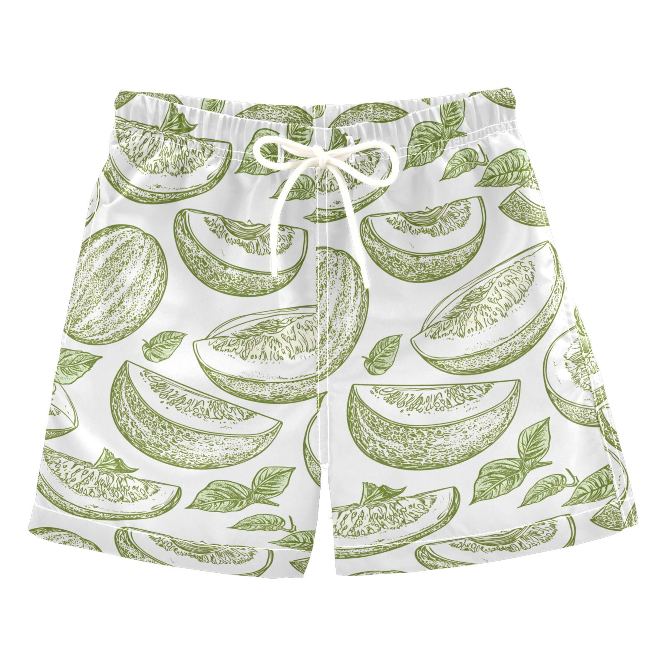 ALAZA Boys Swim Trunks Retro Fruits Drawing Beach Board Shorts ...