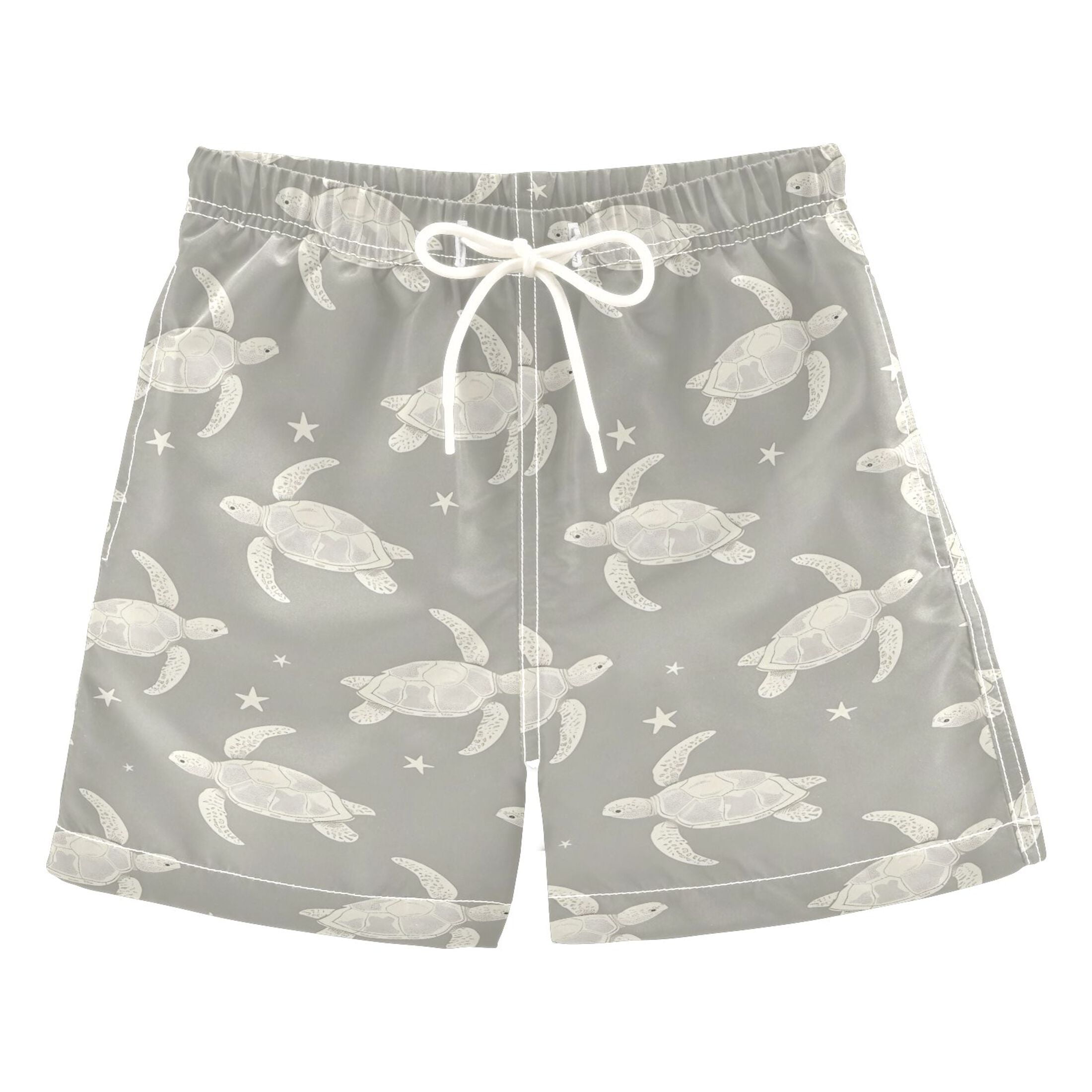 ALAZA Boys Swim Trunks Retro Sea Turtles Beach Board Shorts Drawstring ...