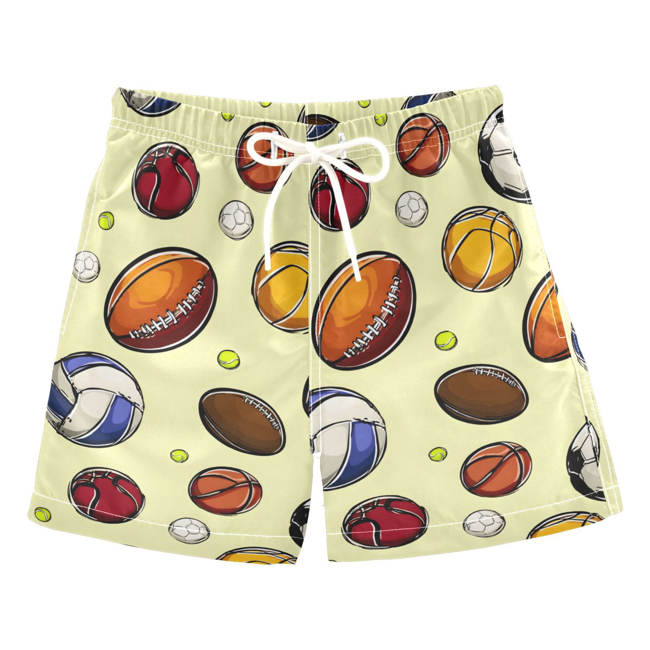 ALAZA Boys Swim Trunks Rugby Baseballs Football Beach Board Shorts ...
