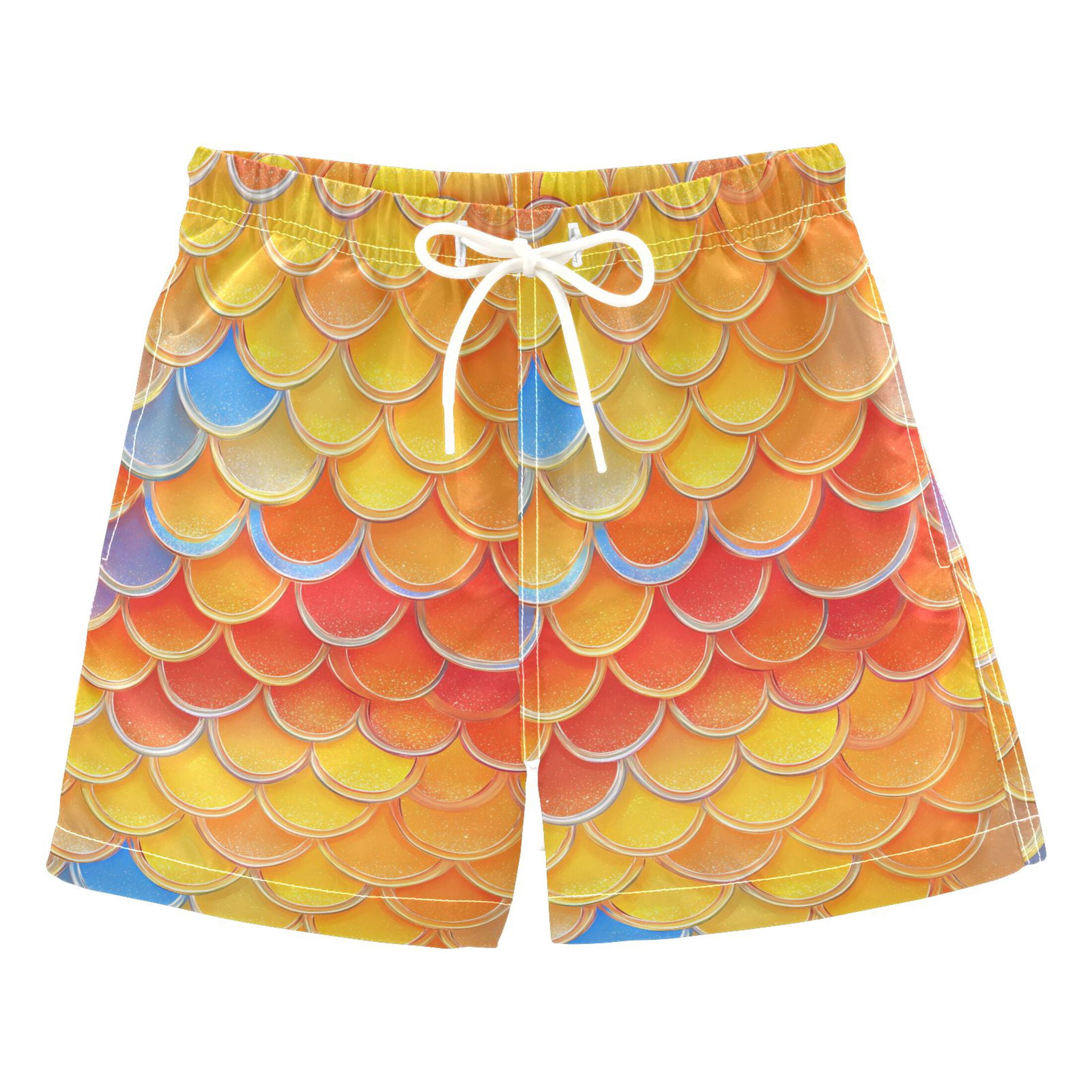 ALAZA Boys Swim Trunks Scales Yellow Beach Board Shorts Swimsuit ...