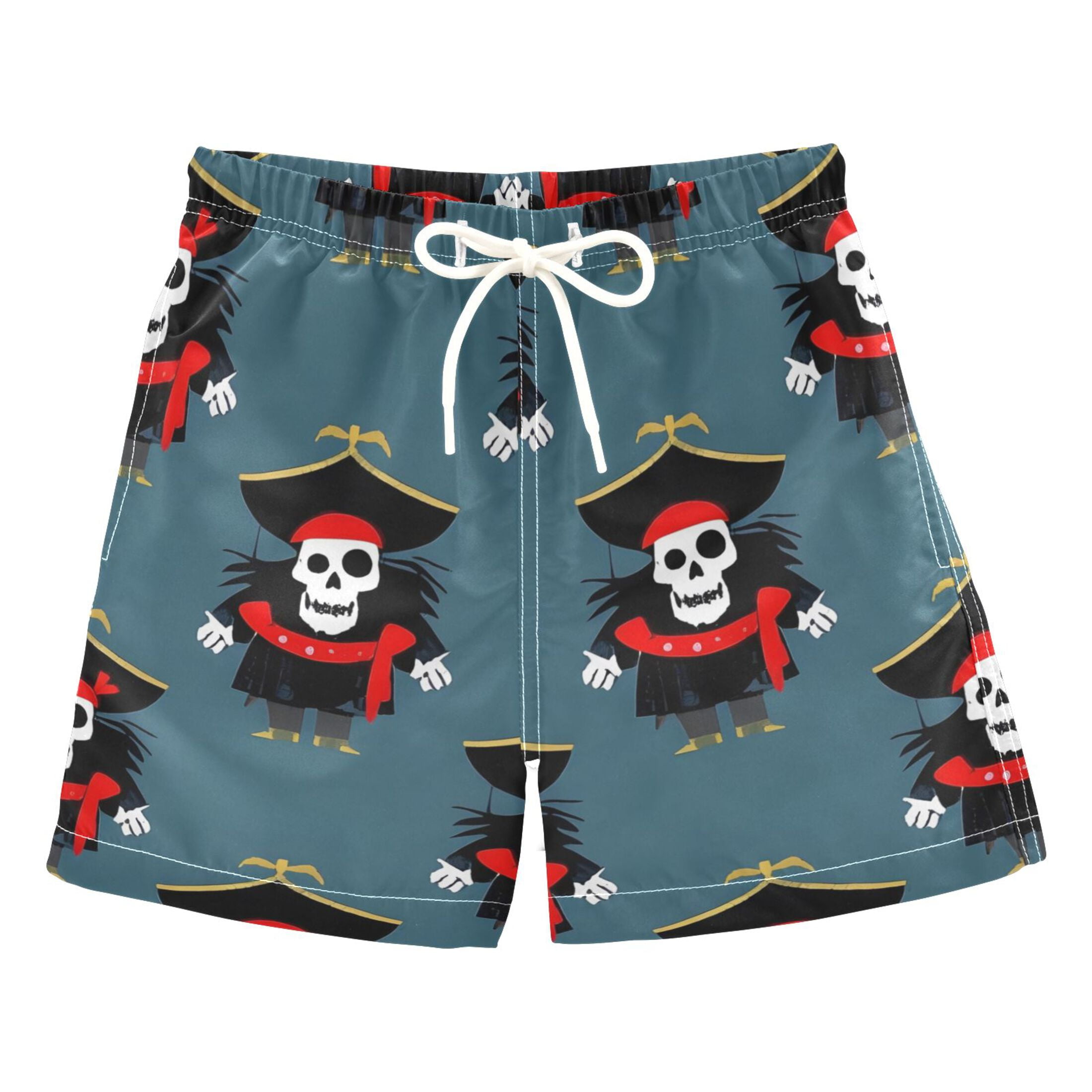ALAZA Boys Swim Trunks Skeleton Cool Beach Board Shorts Drawstring ...
