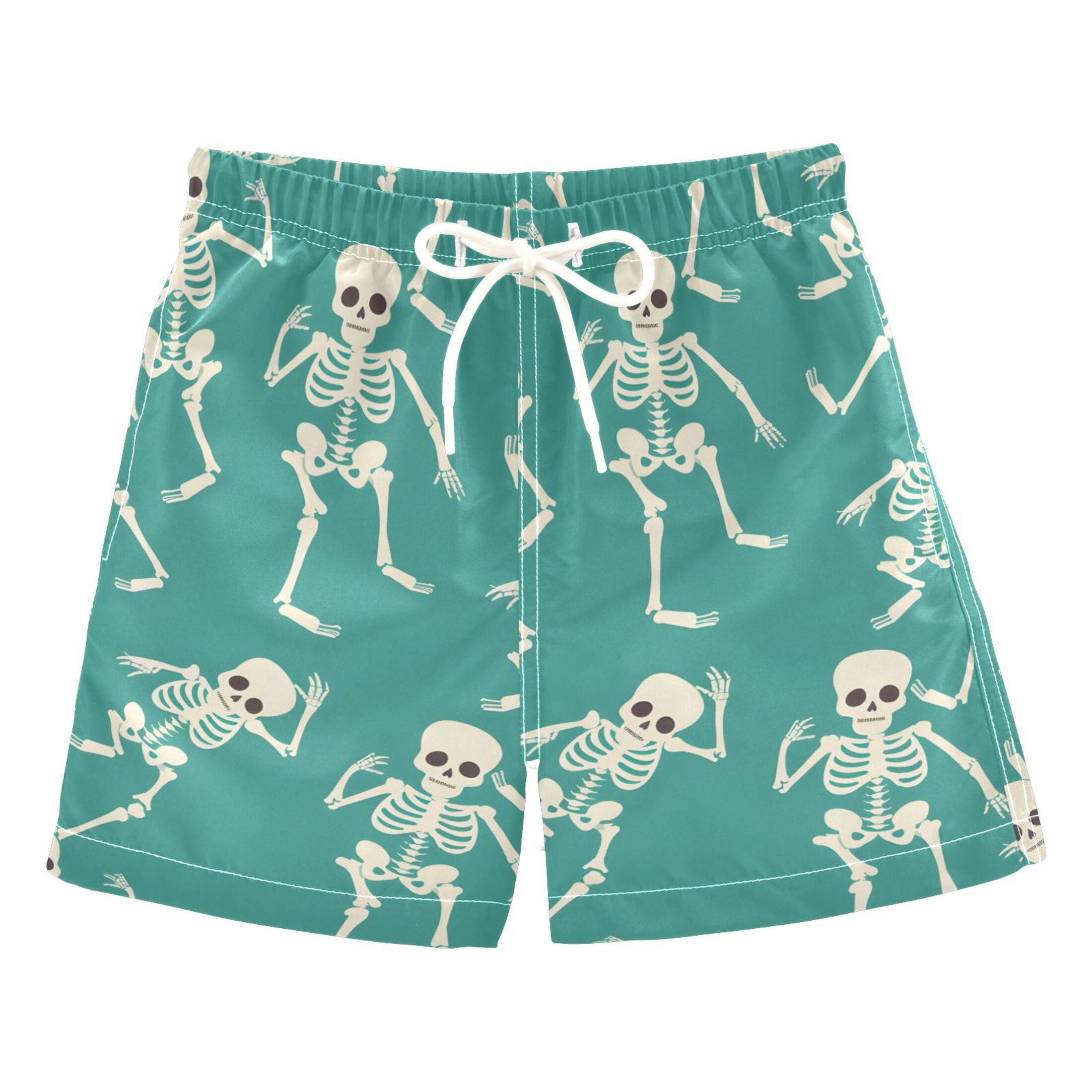 ALAZA Boys Swim Trunks Skeleton Dancing Skull Beach Board Shorts ...