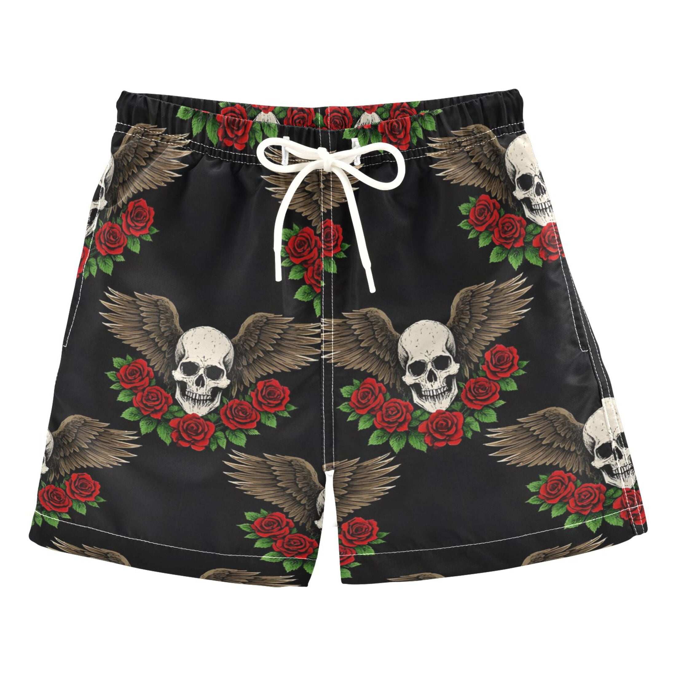 ALAZA Boys Swim Trunks Skull with Wing Beach Board Shorts Drawstring ...