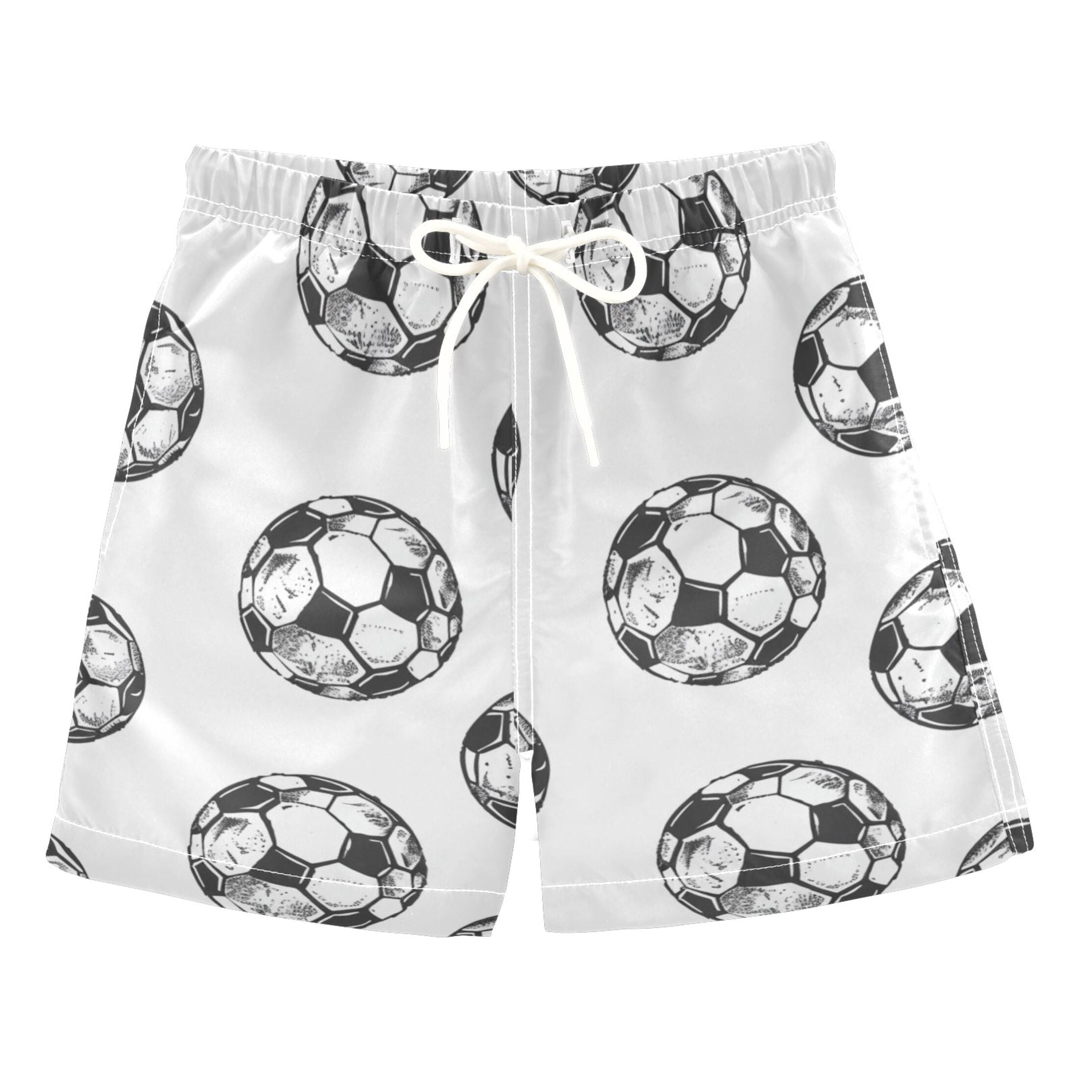 ALAZA Boys Swim Trunks Soccer Balls Football Pattern Beach Board Shorts ...