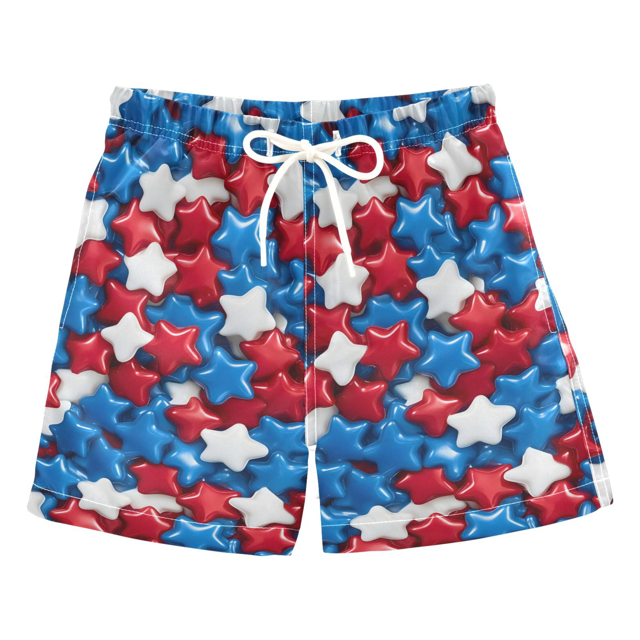 ALAZA Boys Swim Trunks Stars Red and Blue Beach Board Shorts Drawstring ...