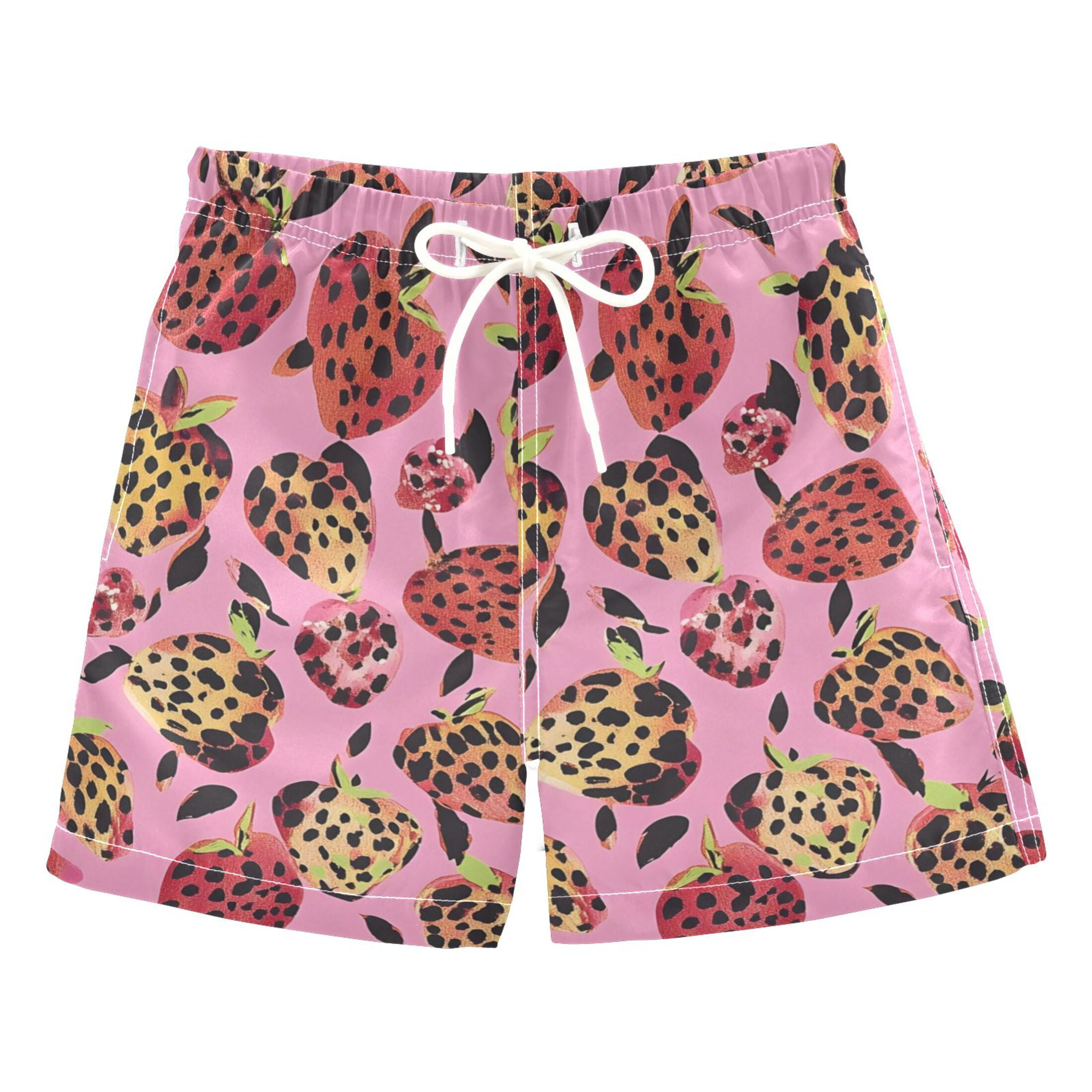 ALAZA Boys Swim Trunks Strawberry Shape Leopard Beach Board Shorts ...