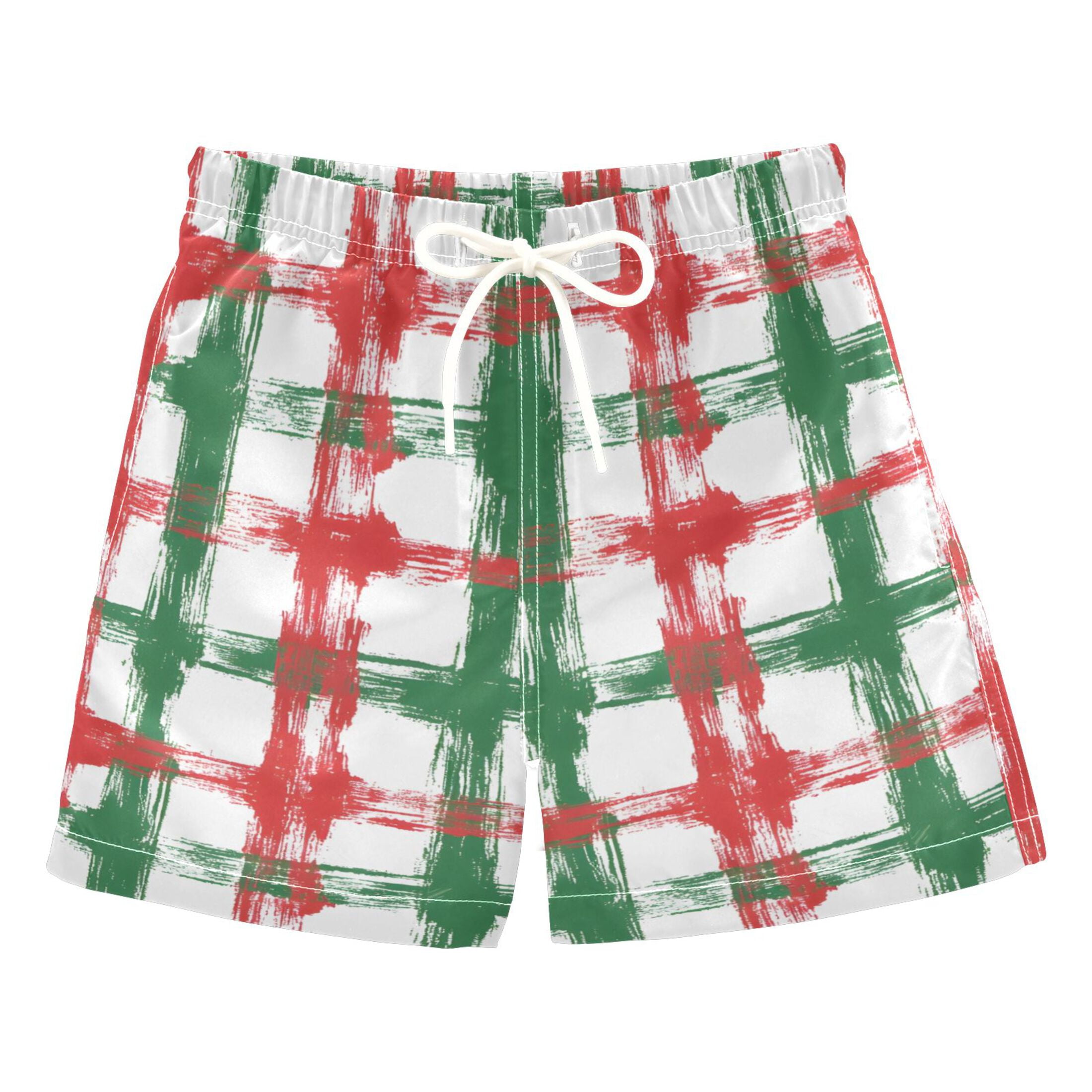 ALAZA Boys Swim Trunks Stripes Checkered Grid Pattern Beach Board ...