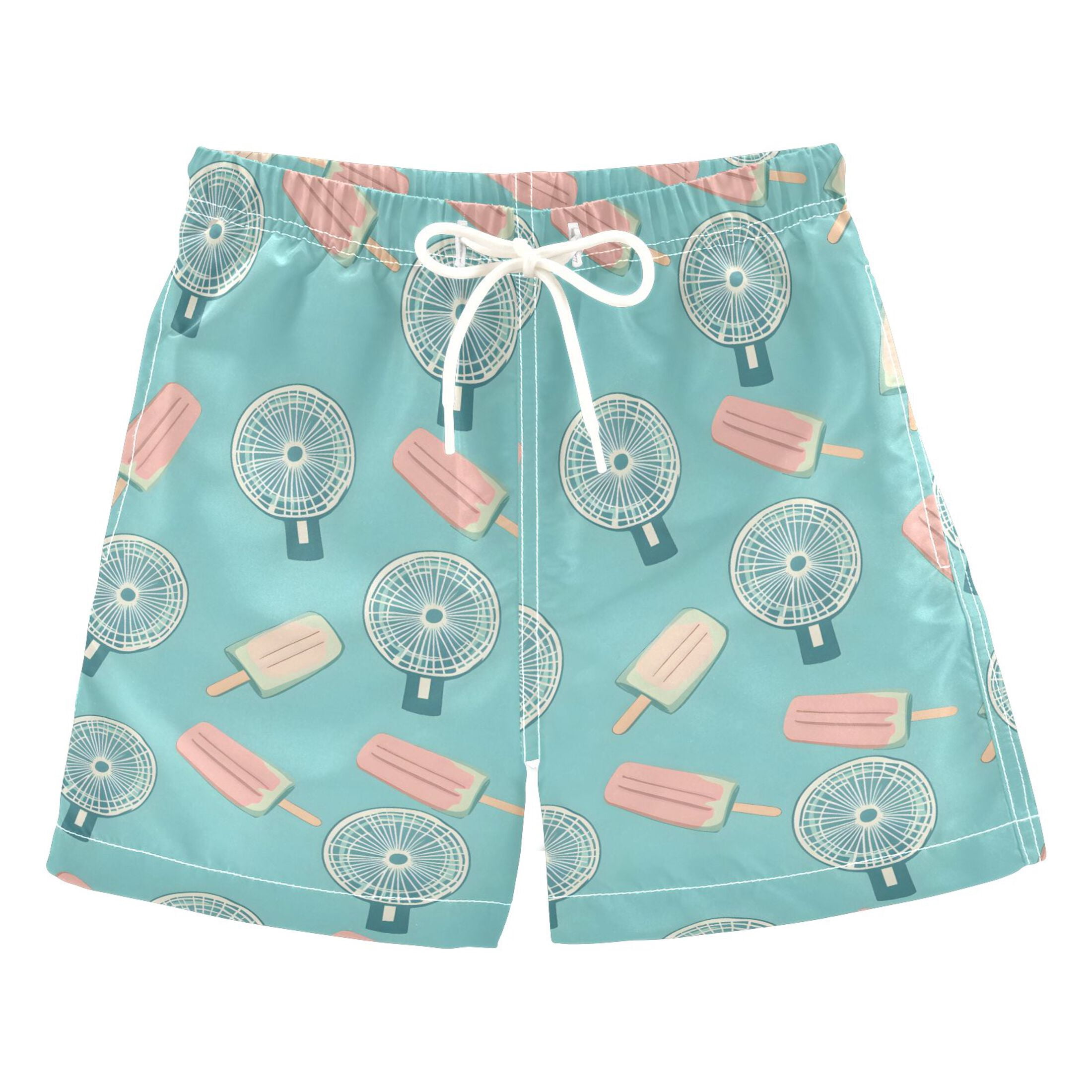 ALAZA Boys Swim Trunks Summer Ice Cream Beach Board Shorts Drawstring ...