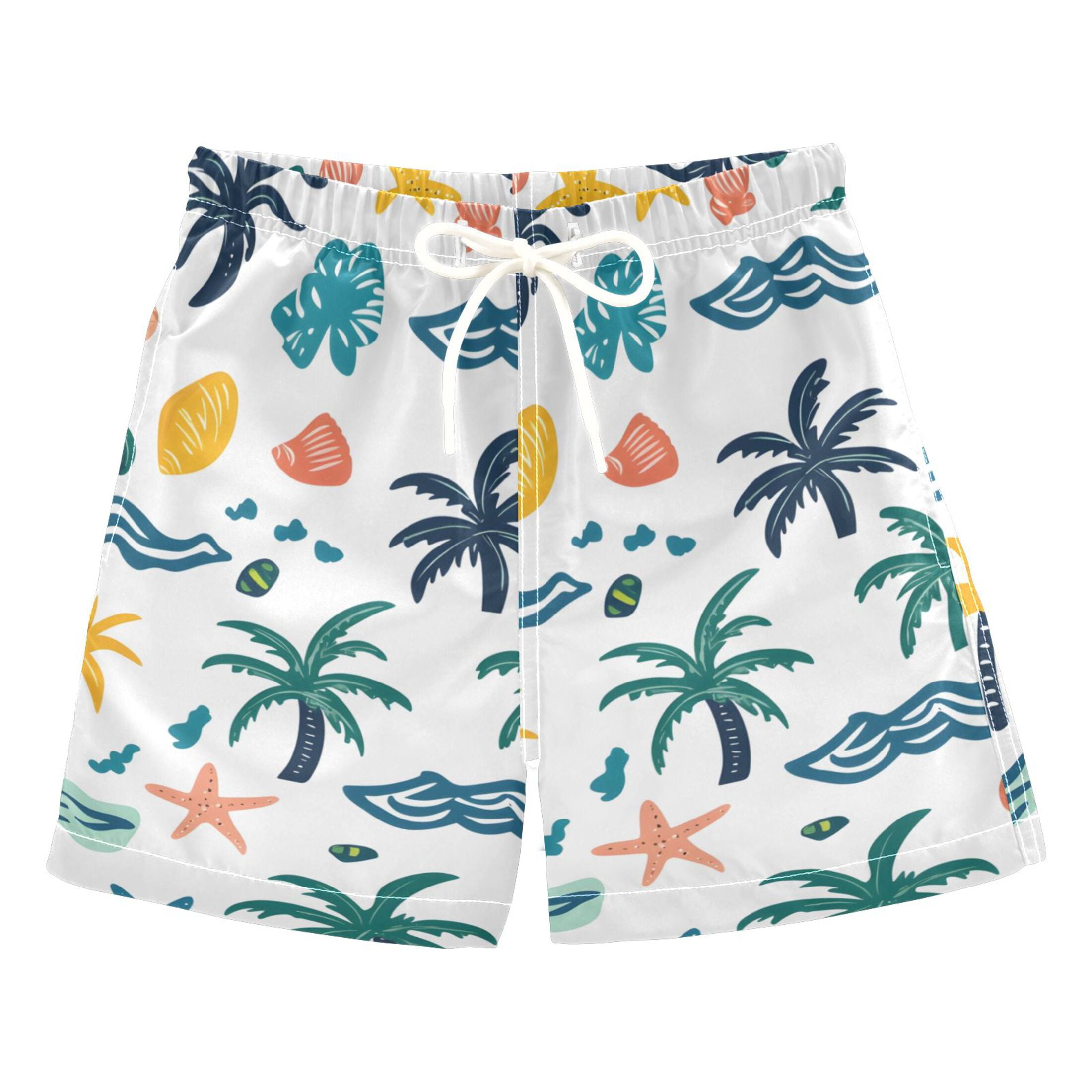 ALAZA Boys Swim Trunks Summer Palm Trees Beach Board Shorts Drawstring ...