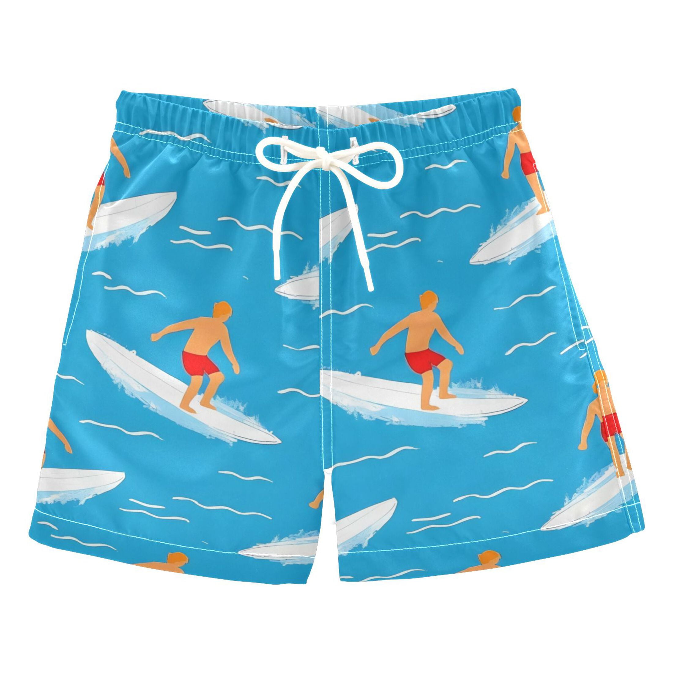 ALAZA Boys Swim Trunks Surfing Pattern Beach Board Shorts Drawstring ...