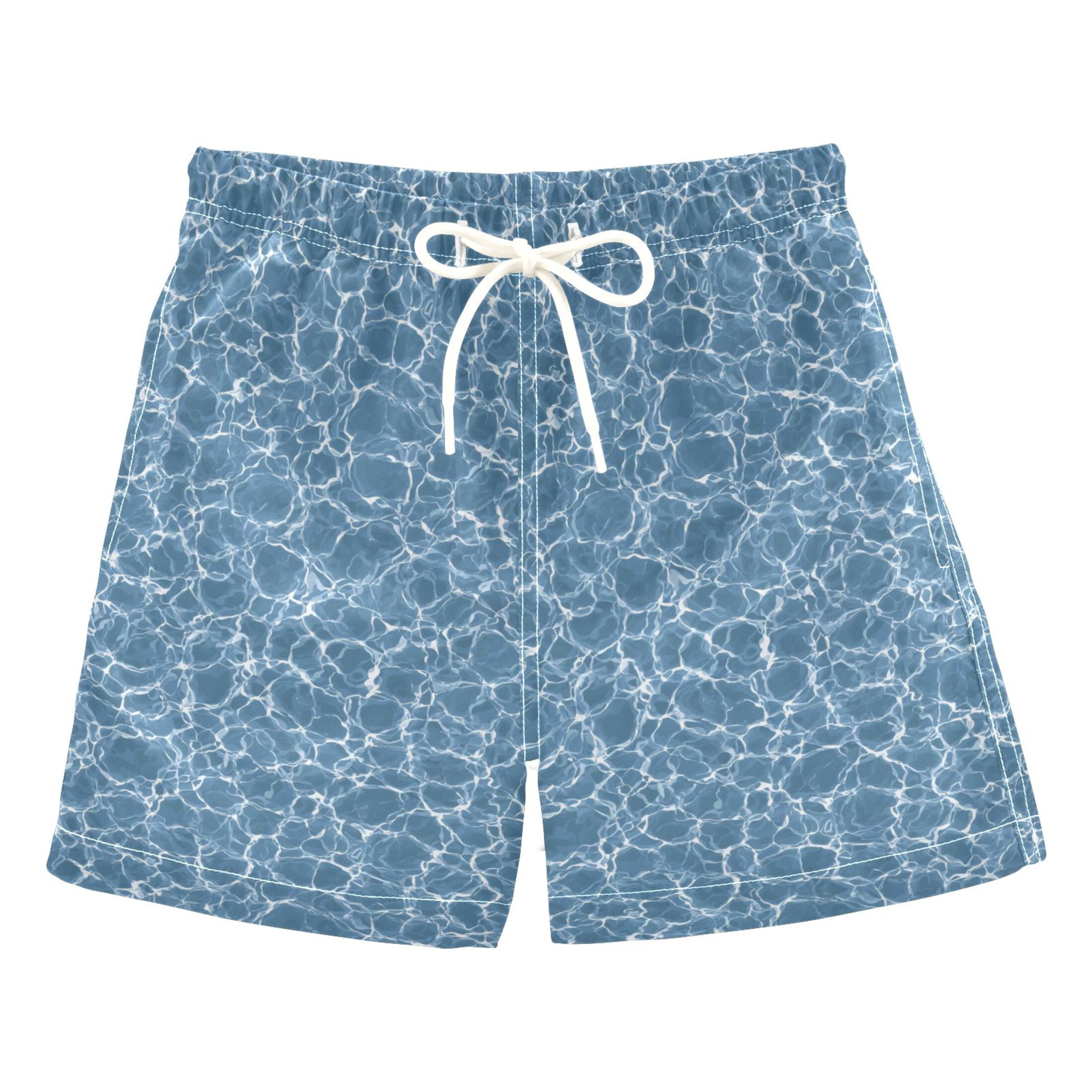 ALAZA Boys Swim Trunks Texture Blue Beach Board Shorts Swimsuit Toddler ...