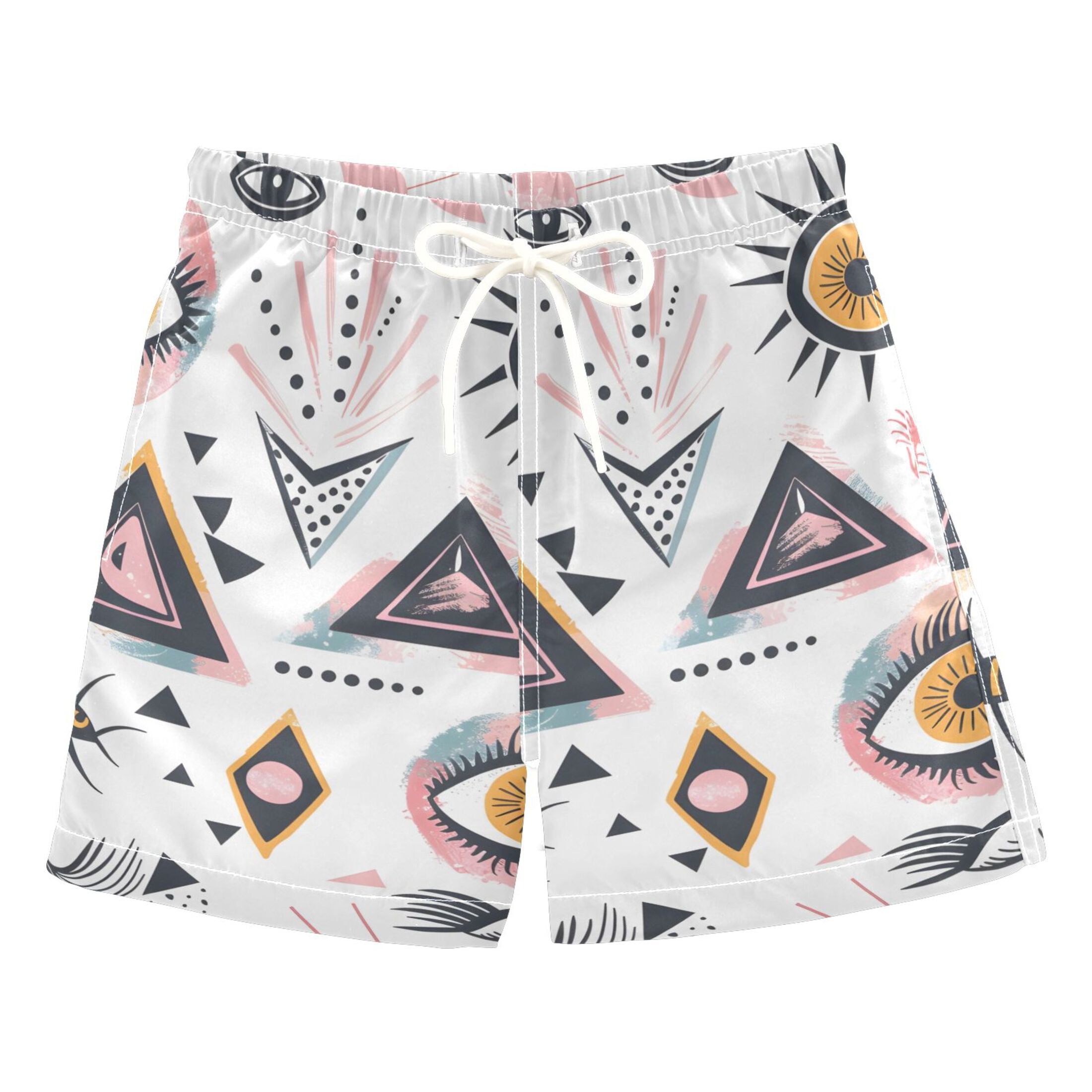 ALAZA Boys Swim Trunks Triangle Eye and Different Art Pattern Beach ...