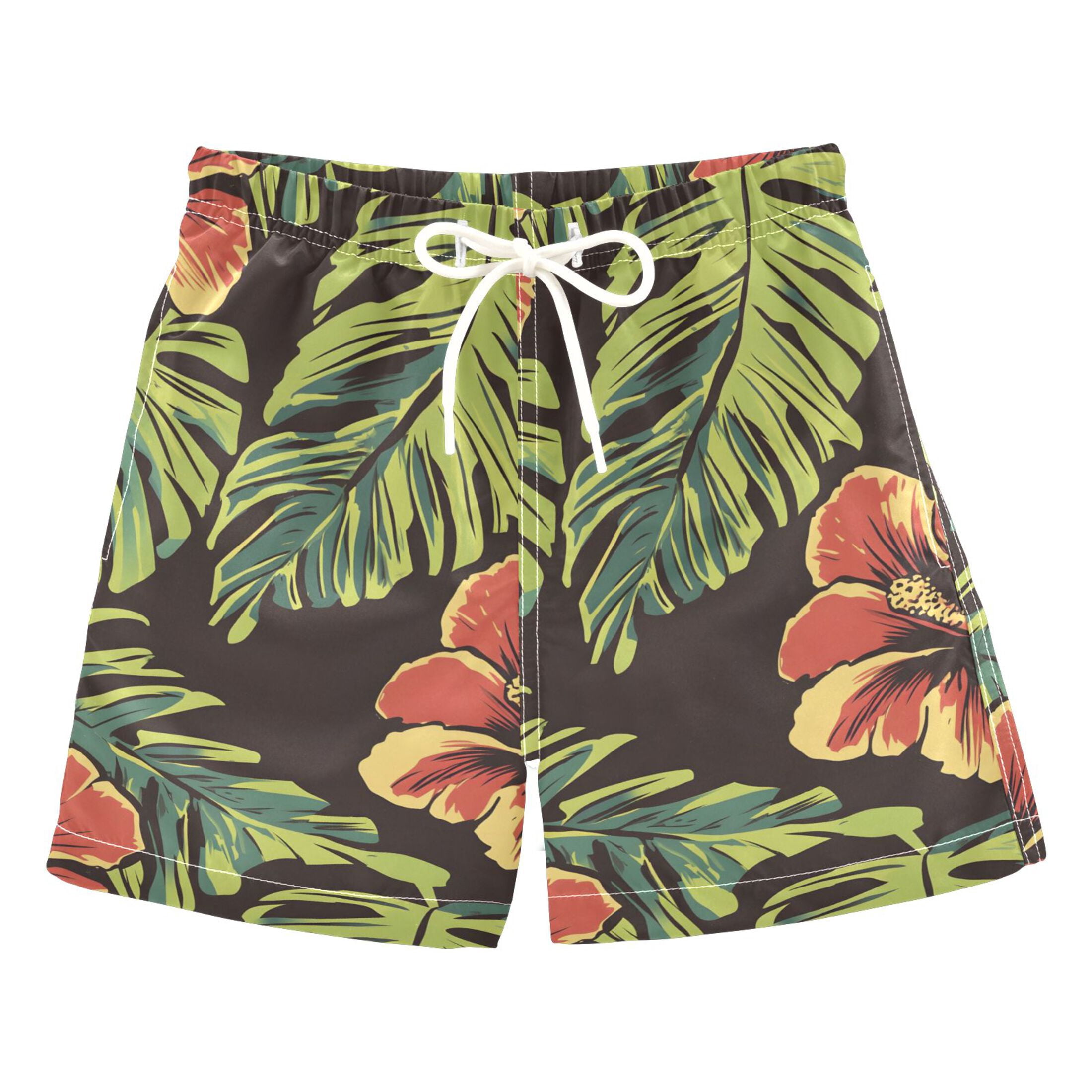 ALAZA Boys Swim Trunks Tropical Leaf Flower Beach Board Shorts ...