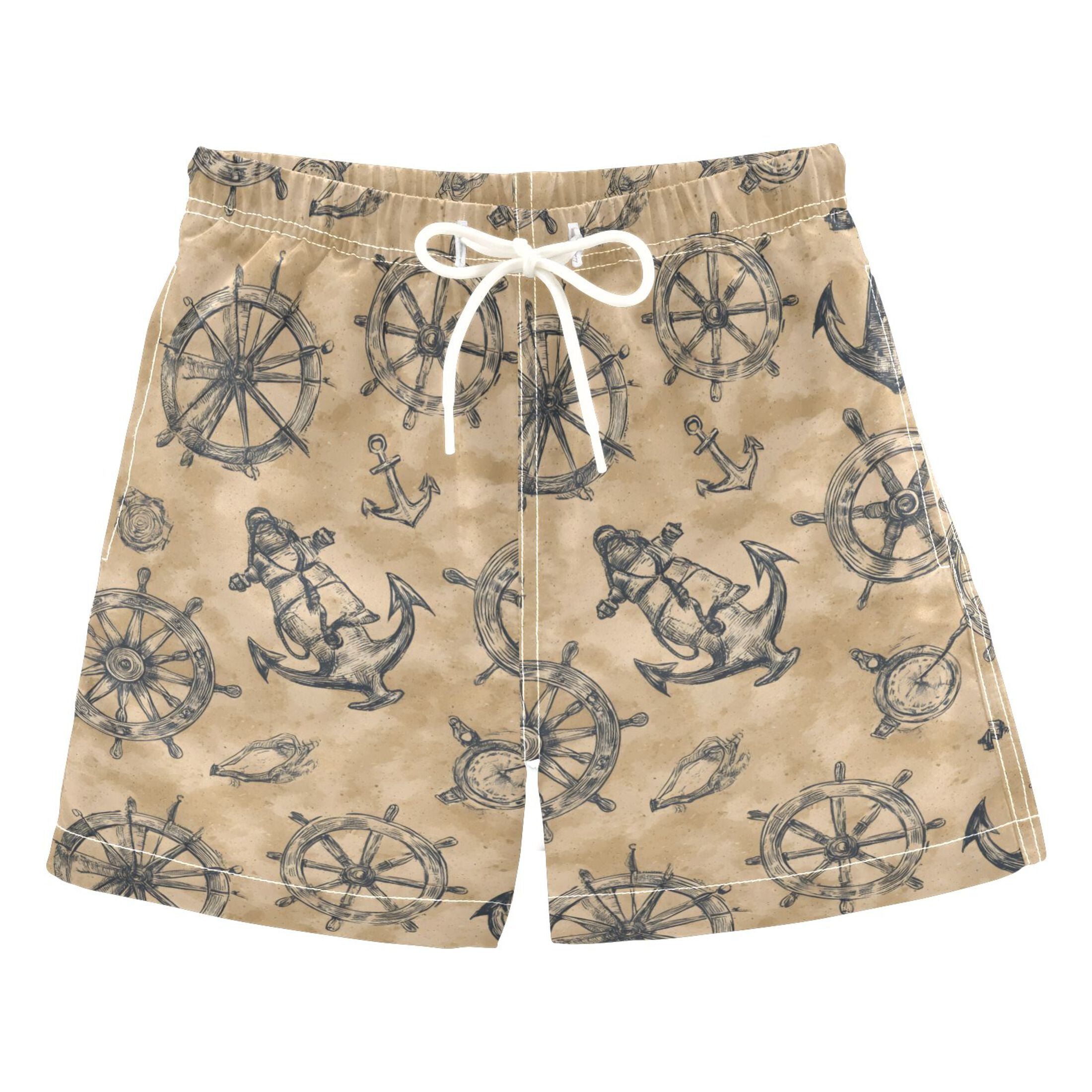 ALAZA Boys Swim Trunks Vintage Anchors Beach Board Shorts Swimsuit ...